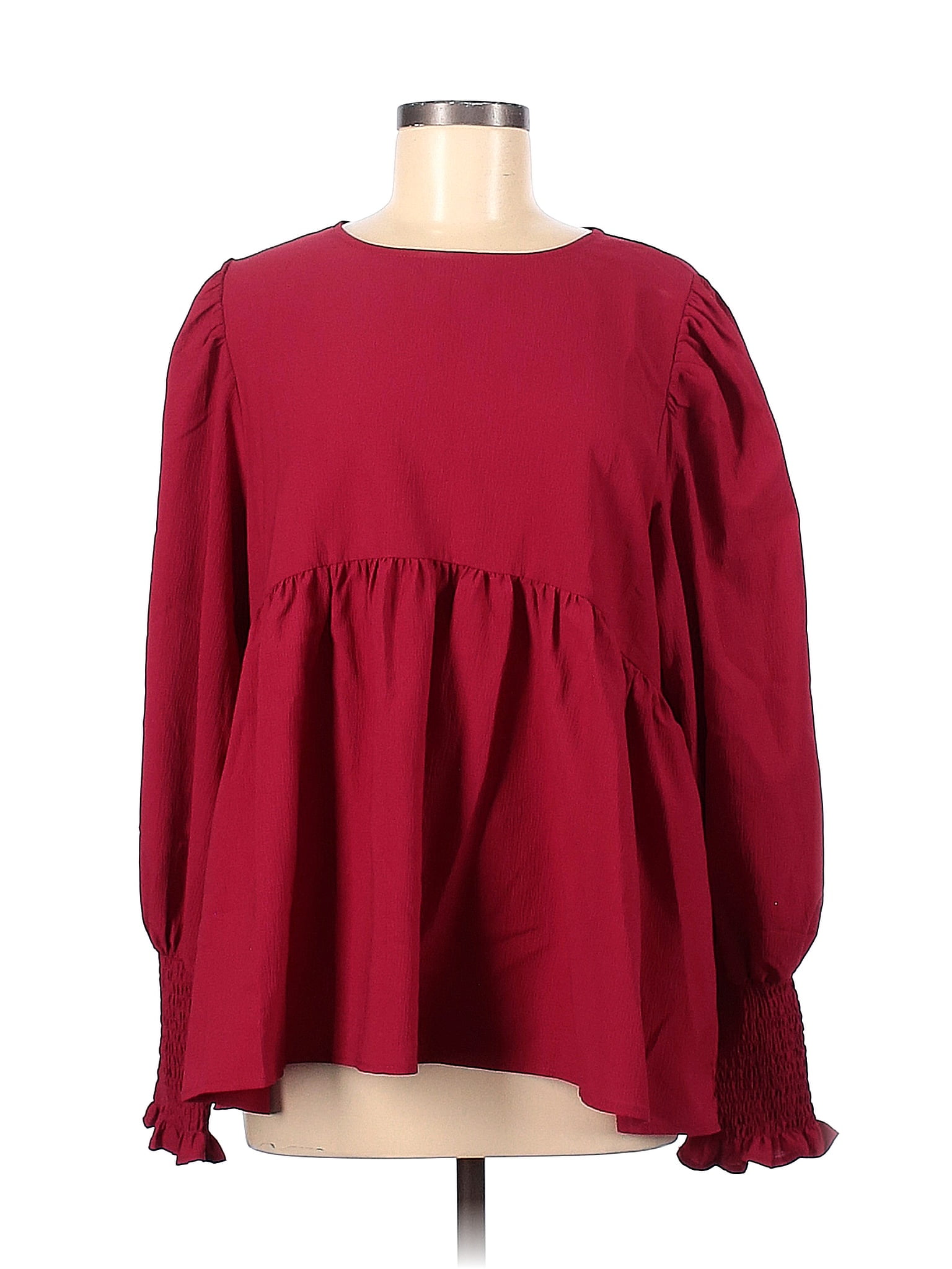 Entro Red Long Sleeve Blouse Size L 60 Off Thredup