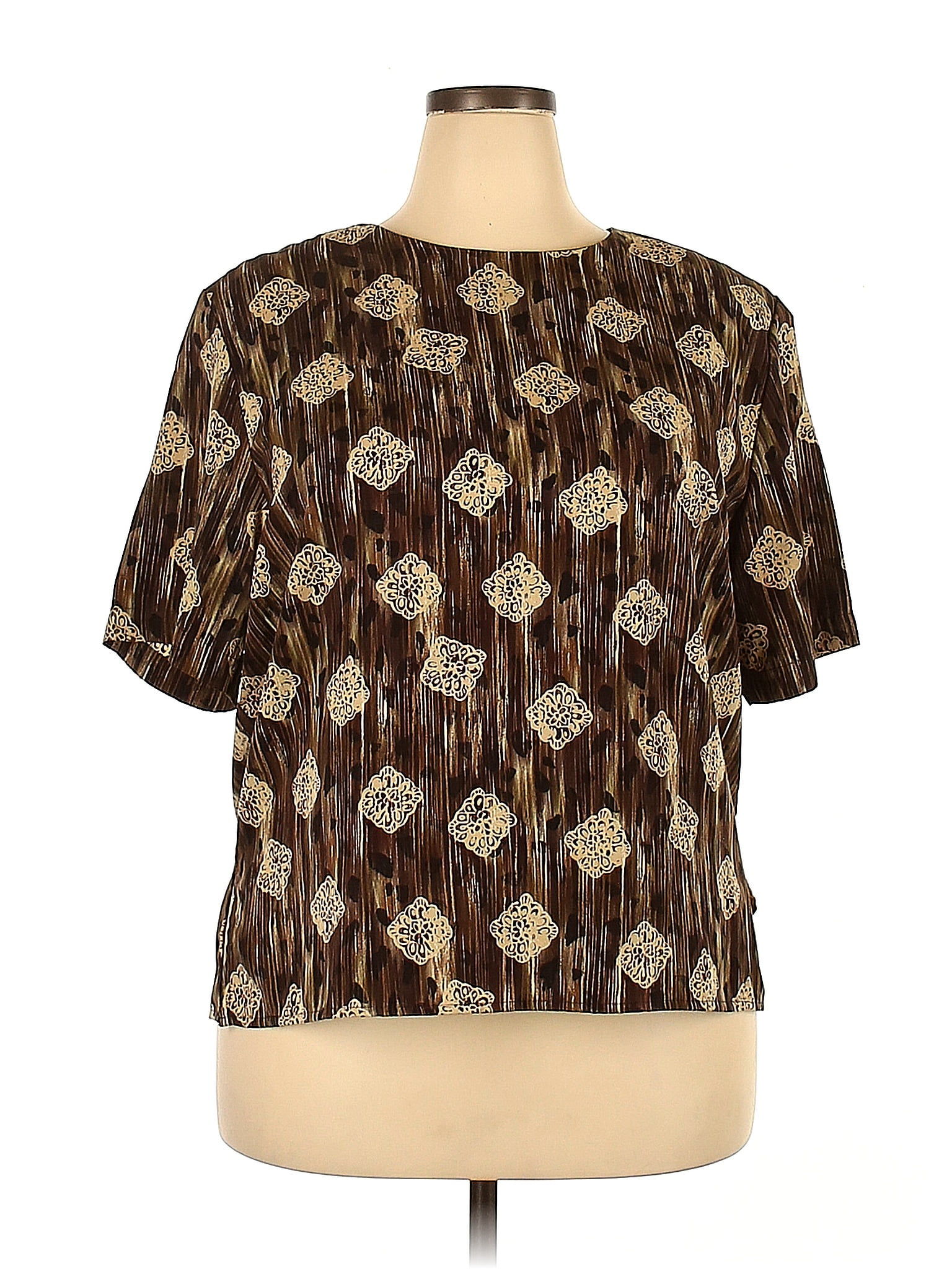 Notations 100 Polyester Brown Short Sleeve Blouse Size 18 Plus 55