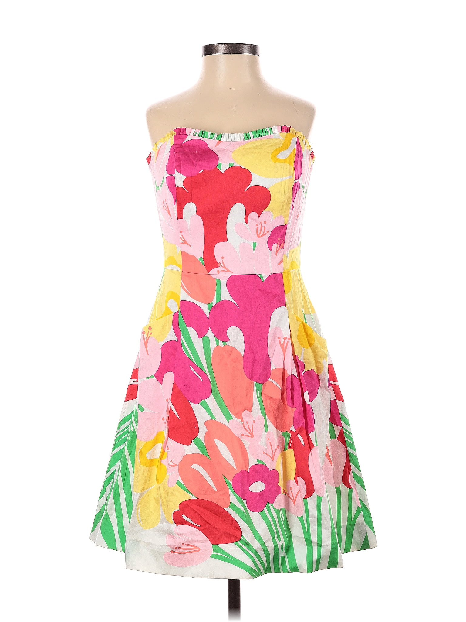 Lilly Pulitzer 100 Cotton Floral Multi Color Pink Casual Dress Size 2