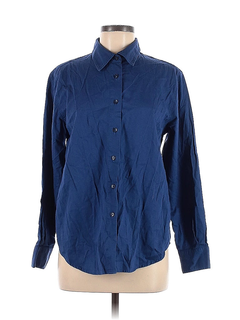 Cabin Creek 100% Cotton Blue Long Sleeve Button-Down Shirt Size M - 50% off | thredUP