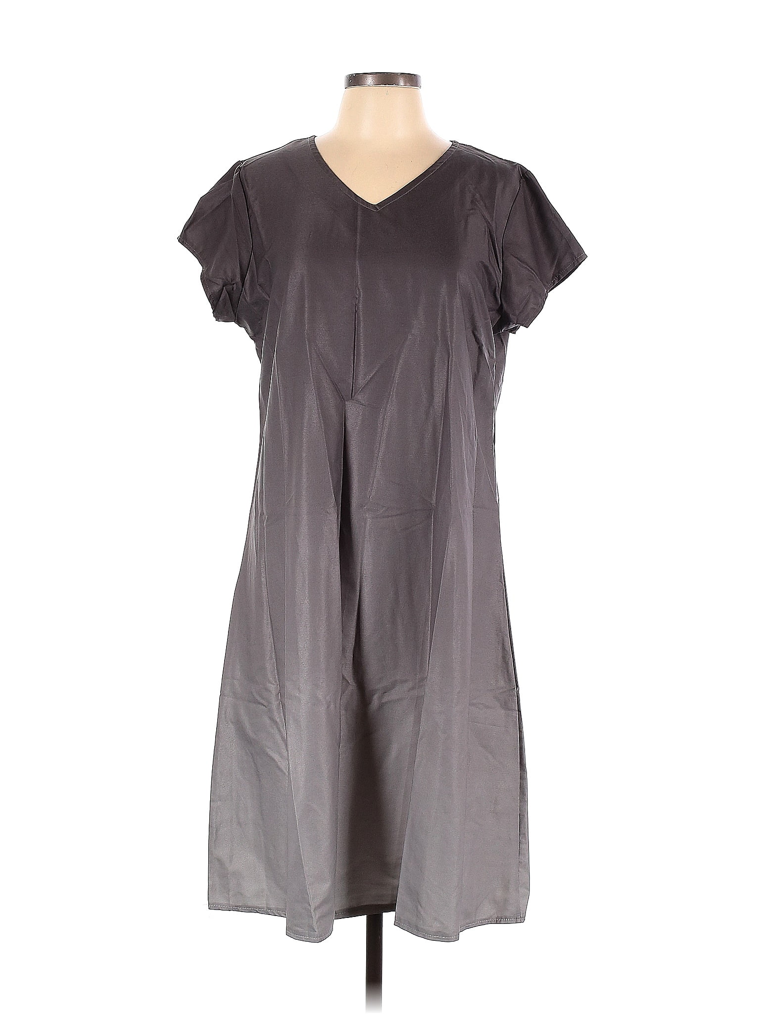 Misslook Solid Gray Casual Dress Size L - 74% off | thredUP