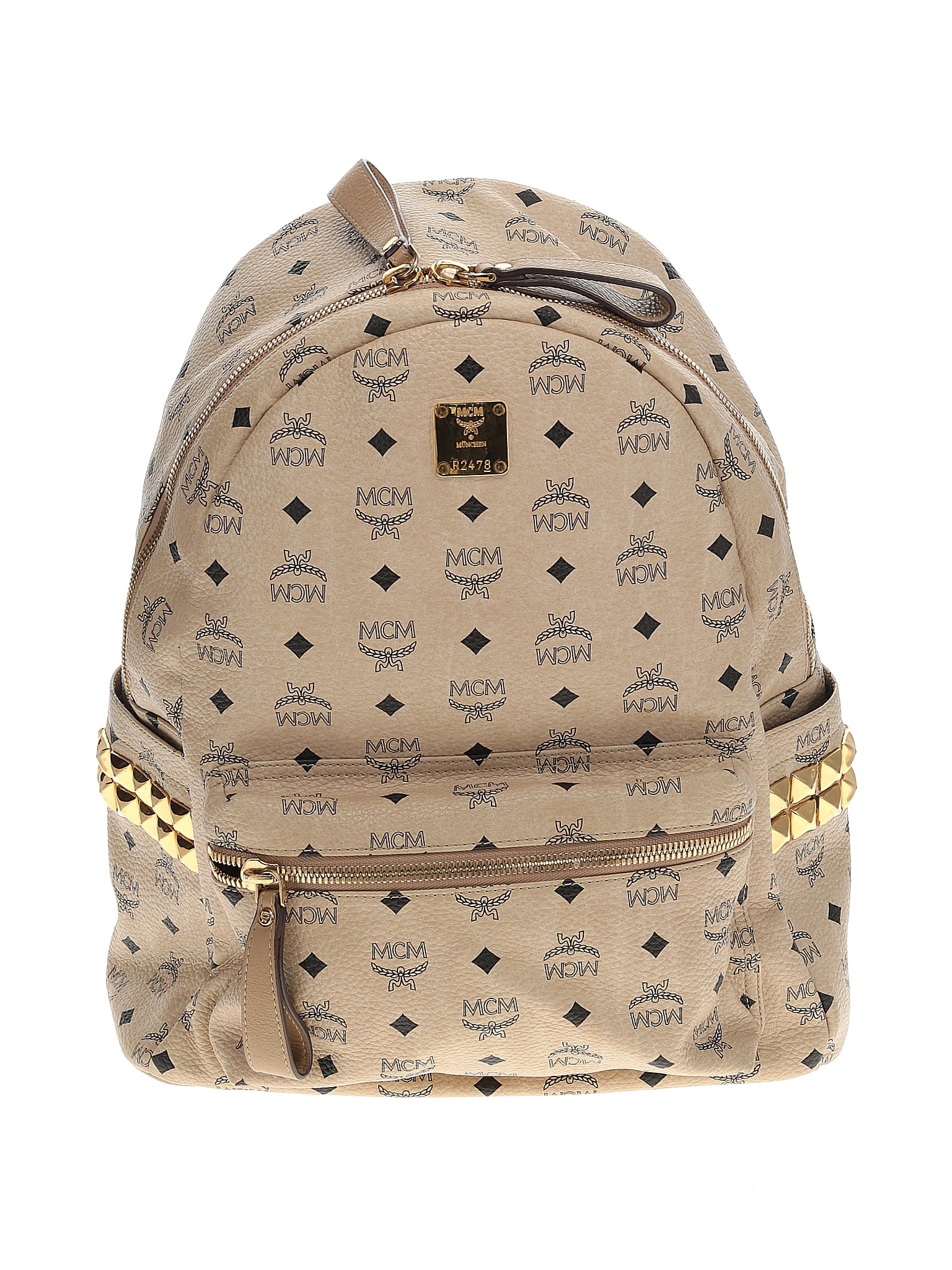MCM 100% Coated Canvas Tan Side Stud Stark Backpack One Size - 67% off ...