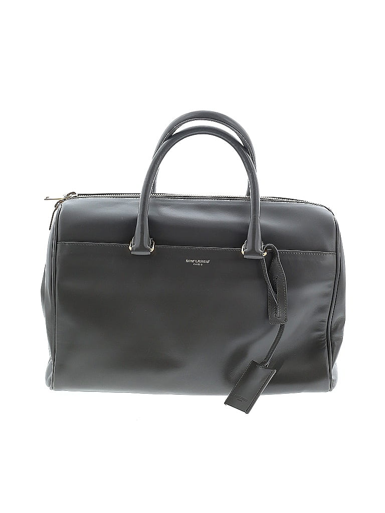 Yves Saint Laurent 100% Calf Leather Solid Black Gray Duffle 6 One Size ...