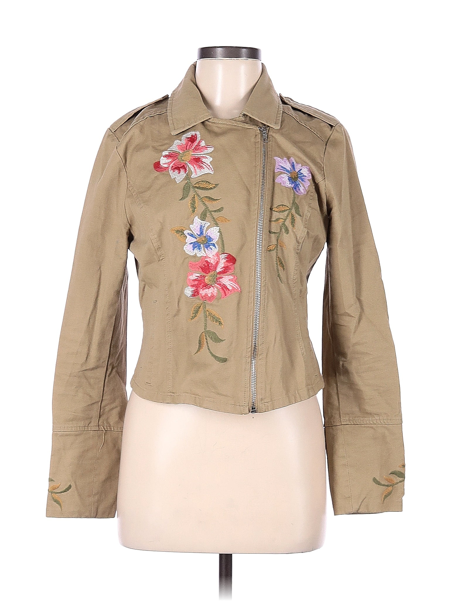 Jealous Tomato 100% Cotton Floral Tan Jacket Size M - 62% off | thredUP