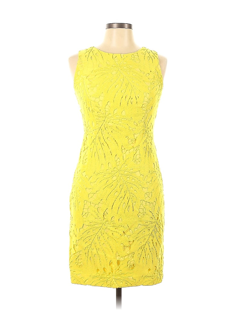 rsvp by TALBOTS 100% Polyester Tropical Yellow Cocktail Dress Size 2 ...