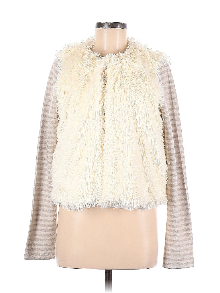 Hem & Thread White Faux Fur Jacket Size M - 75% off | thredUP
