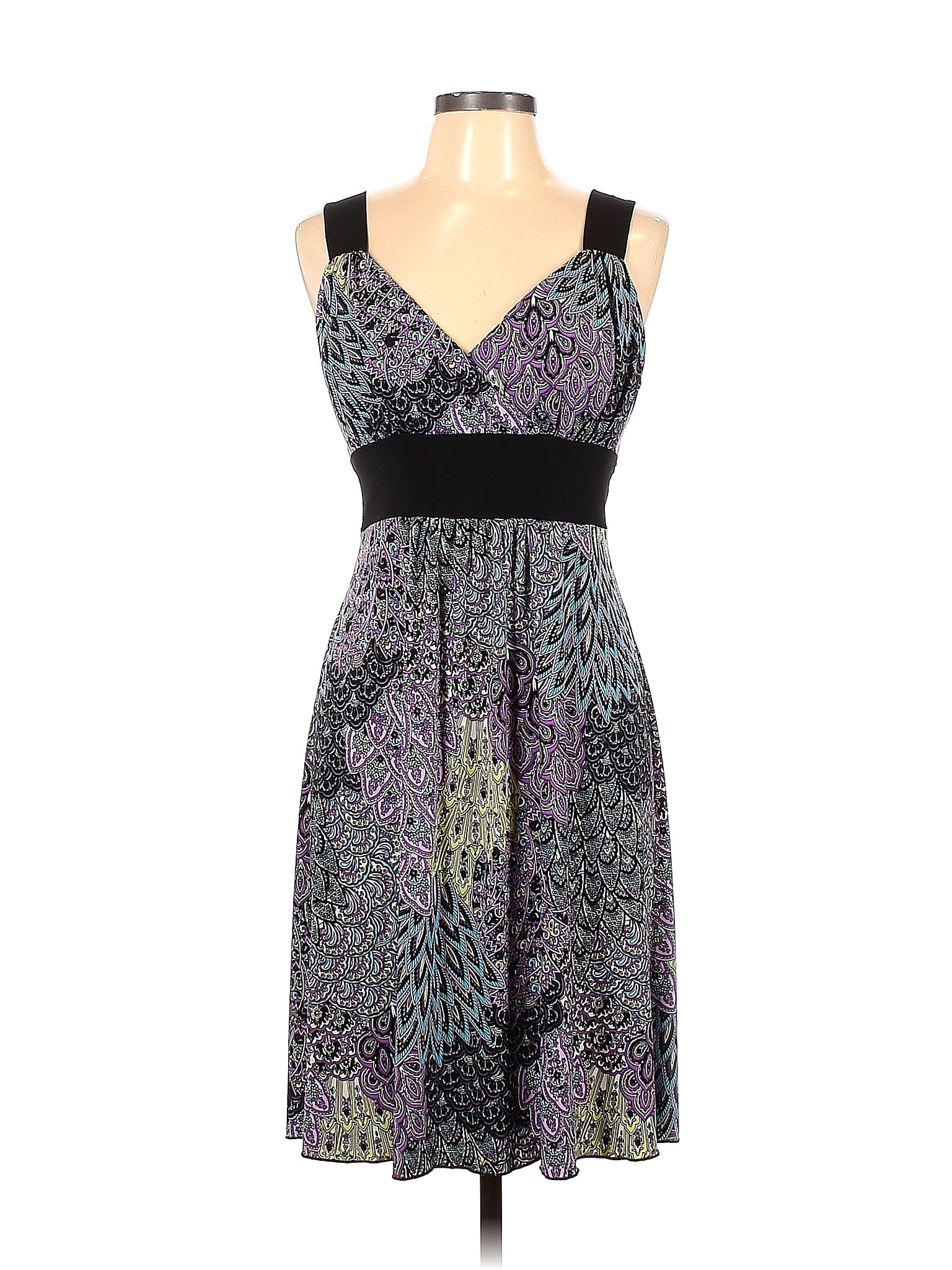 Seventh Avenue Color Block Multi Color Purple Casual Dress Size 12 - 76 ...