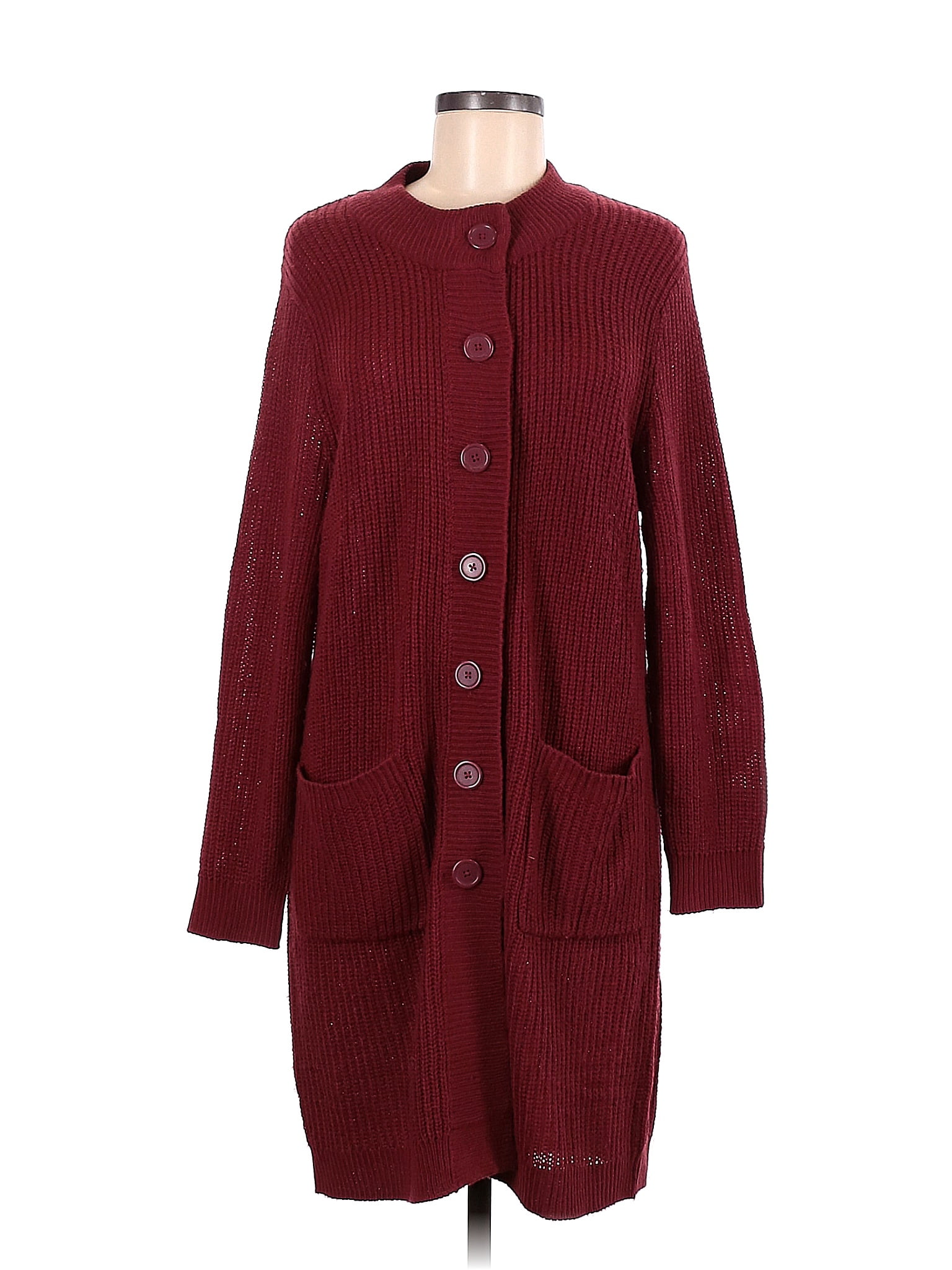 CW Classics 100% Acrylic Solid Maroon Burgundy Cardigan Size M - 55% ...