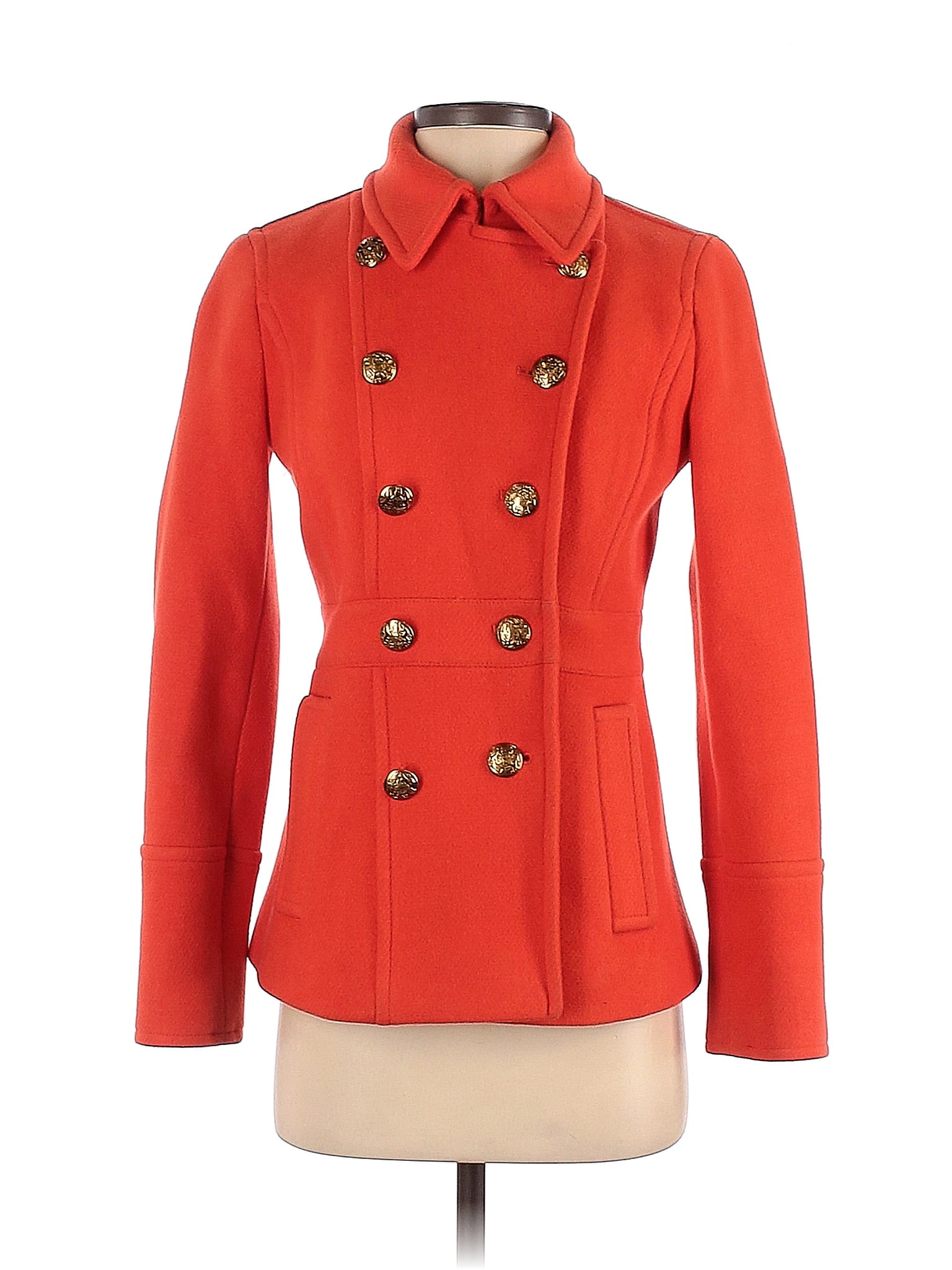 J.Crew Solid Orange Red Wool Coat Size 0 - 81% off | thredUP