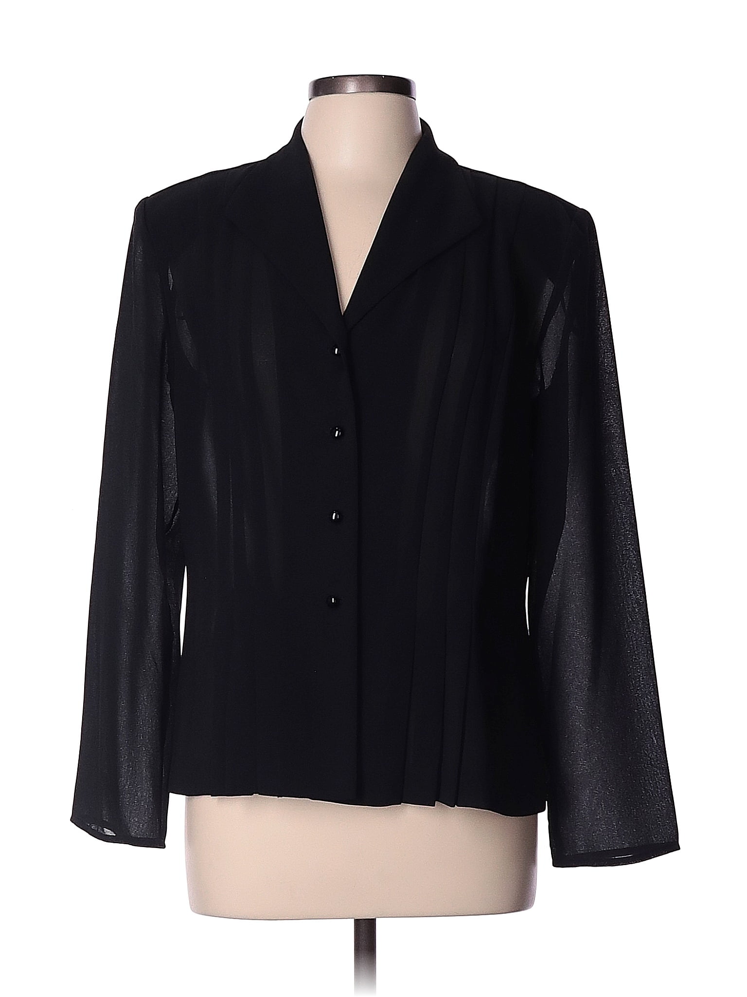 Danny & Nicole 100% Polyester Stripes Black Long Sleeve Blouse Size 12 ...