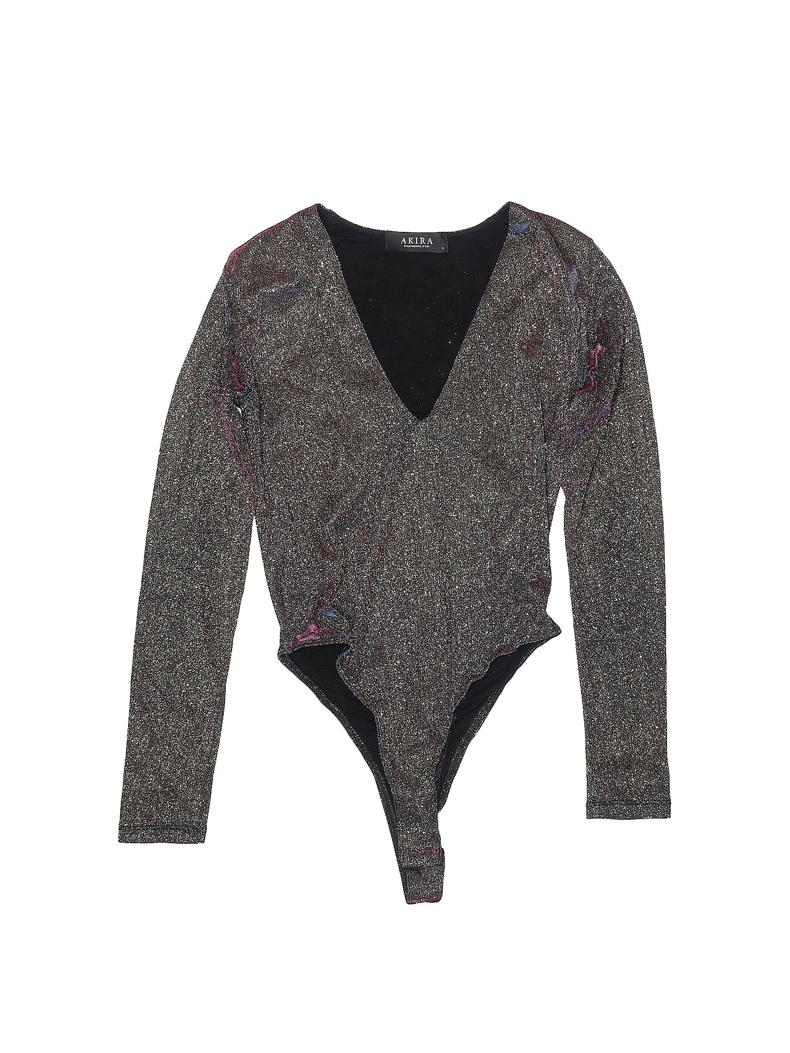 Akira 100% Polyester Gray Black Bodysuit Size L - 58% off | thredUP