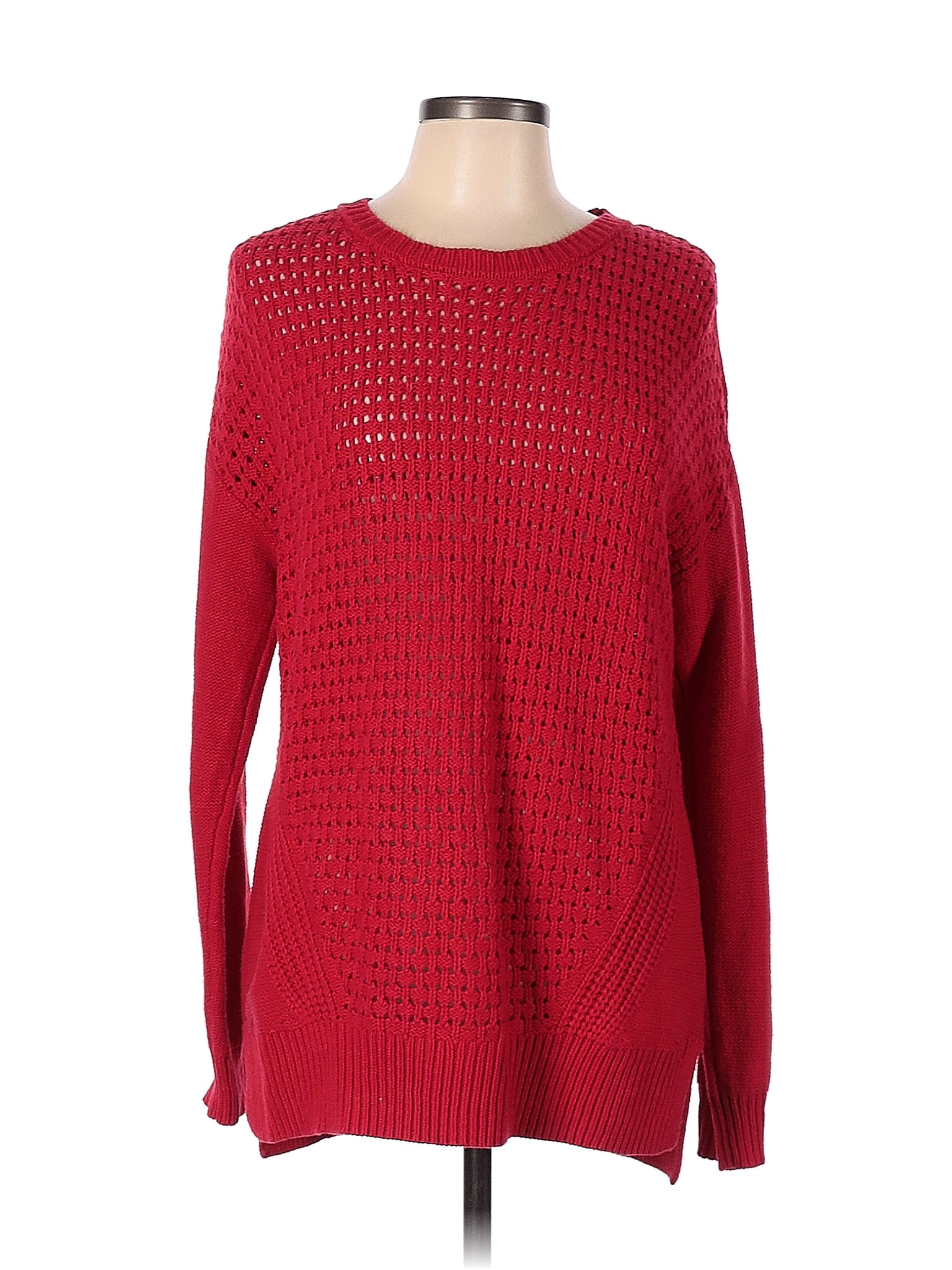 Stylus Color Block Solid Red Pullover Sweater Size L 62 Off Thredup