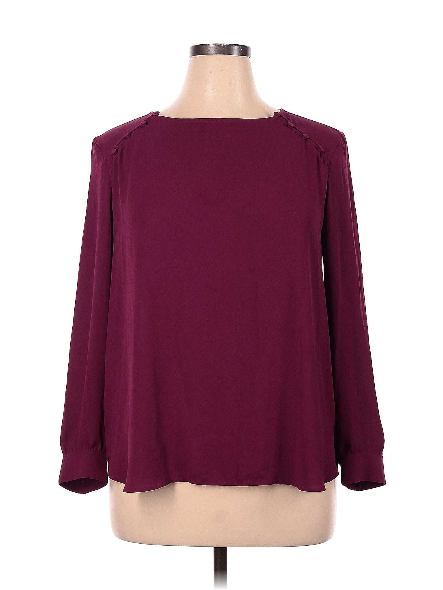 Ann Taylor Loft Outlet 100 Polyester Maroon Burgundy Long Sleeve