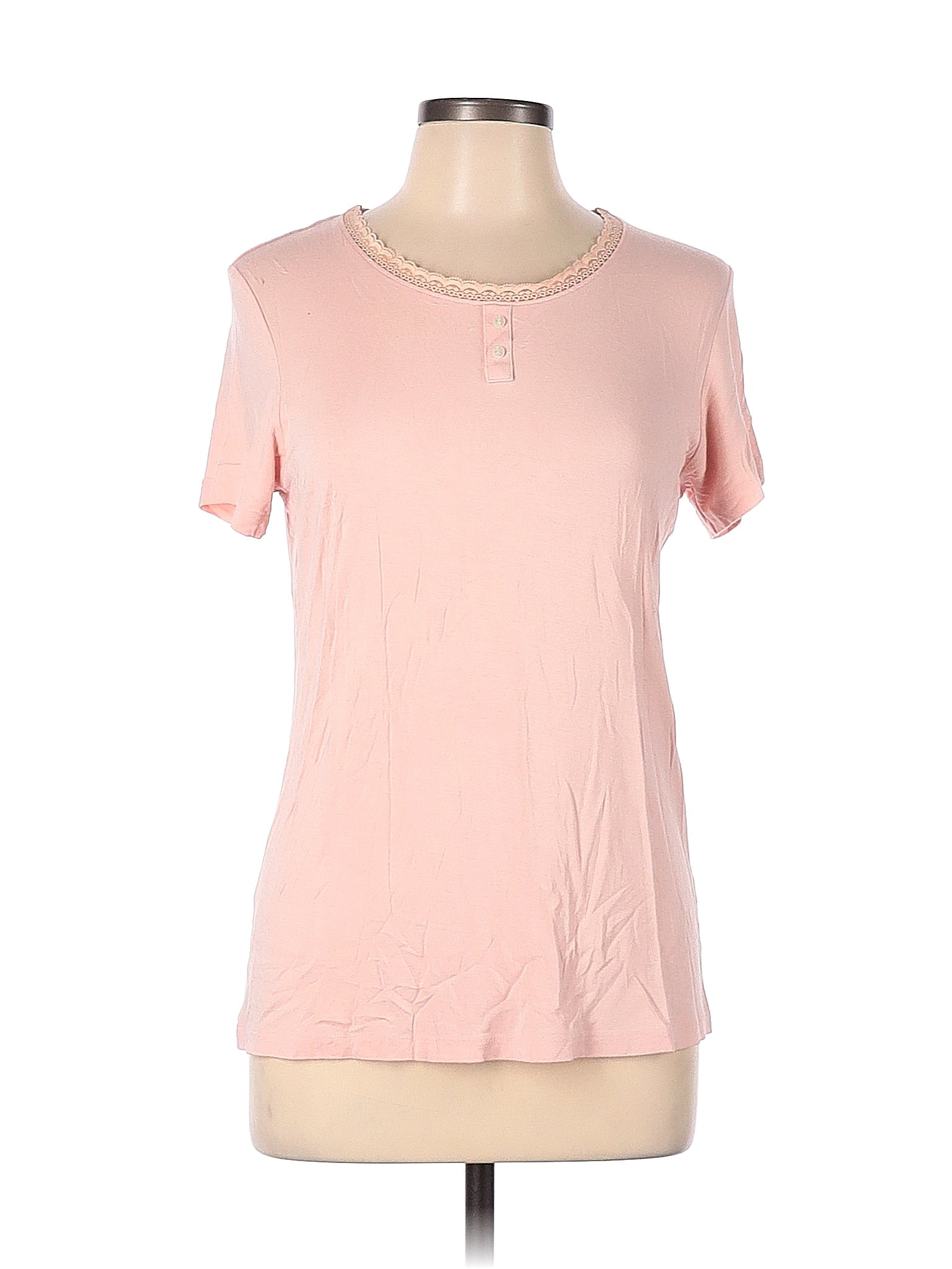 Maria Gabrielle Solid Pink Short Sleeve Henley Size 10 54 Off Thredup