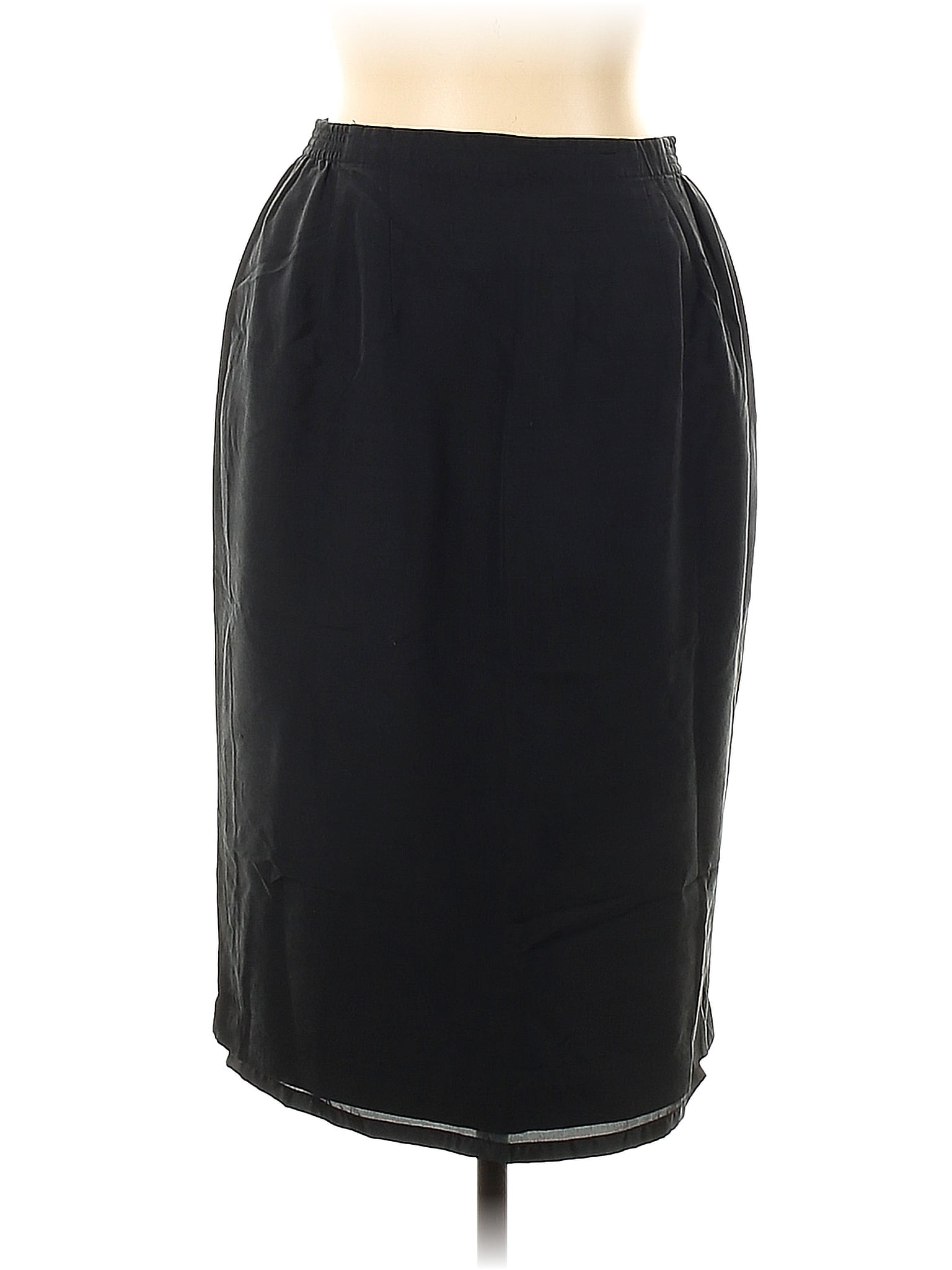 Anne Crimmins for Umi Collection 100% Silk Solid Black Silk Skirt Size 12 - 75% off | ThredUp