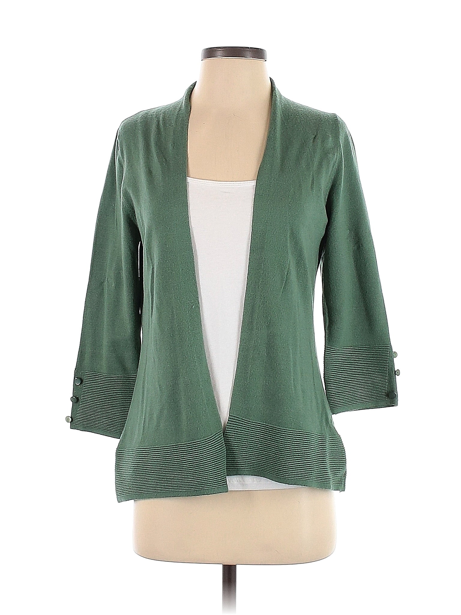 Evolution by Cyrus Color Block Solid Green Cardigan Size S - 79% off ...