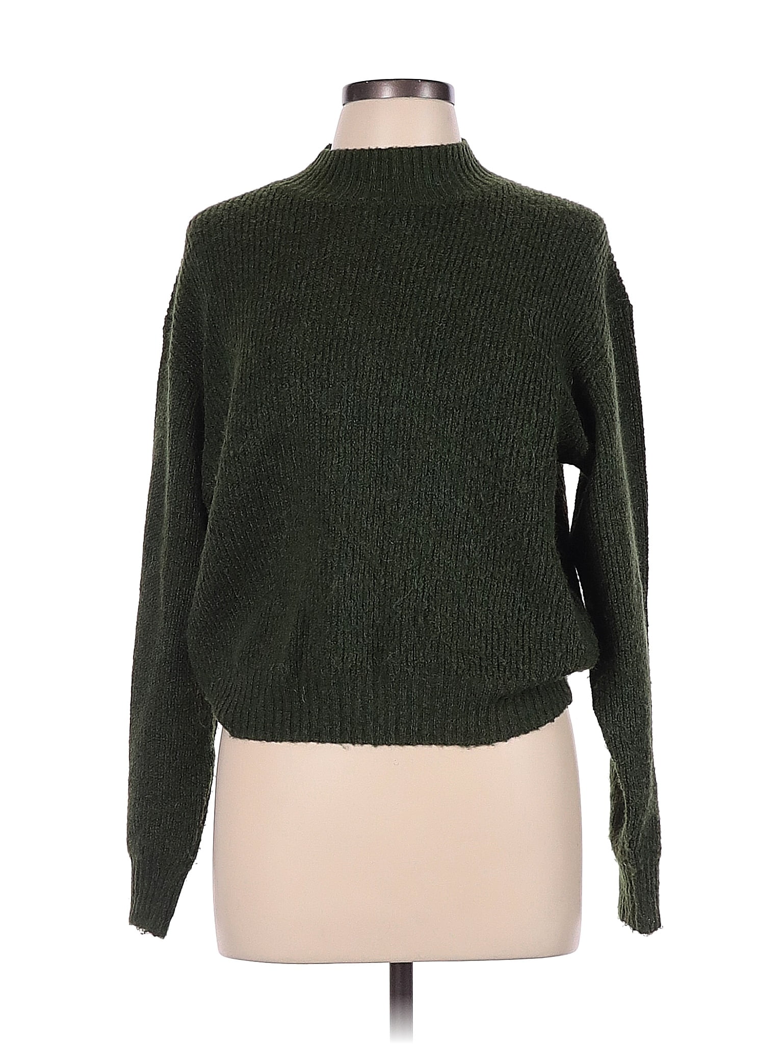 MNG Color Block Solid Green Turtleneck Sweater Size L - 52% off | thredUP