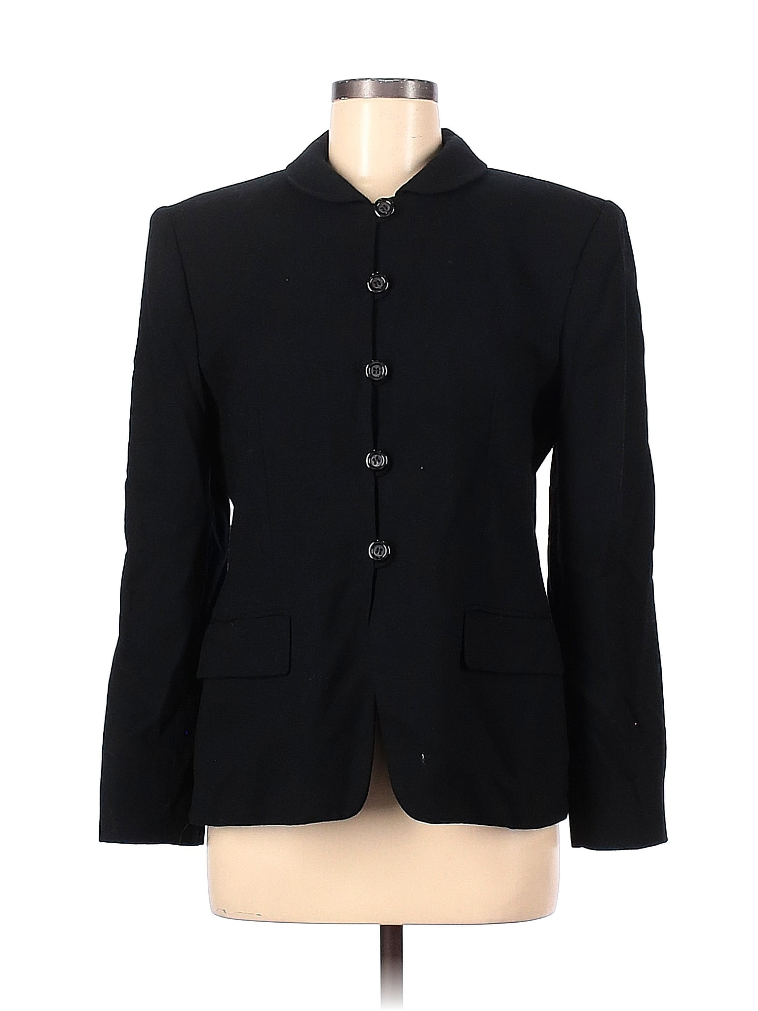 Rena Rowan for Saville 100% Wool Solid Black Wool Blazer Size 10 - 79% ...