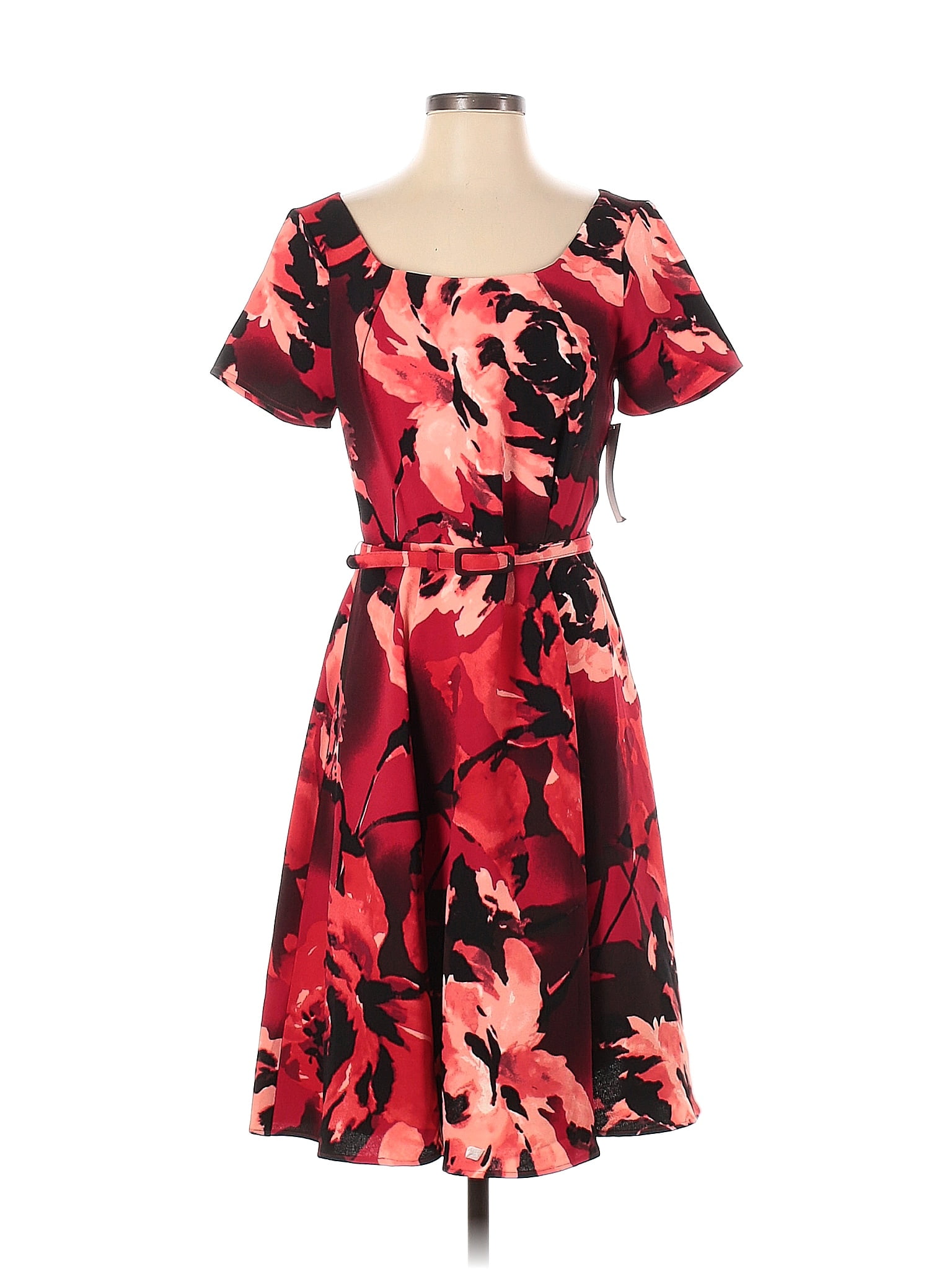 Eva Mendes By New York And Company 100 Polyester Floral Multi Color Red