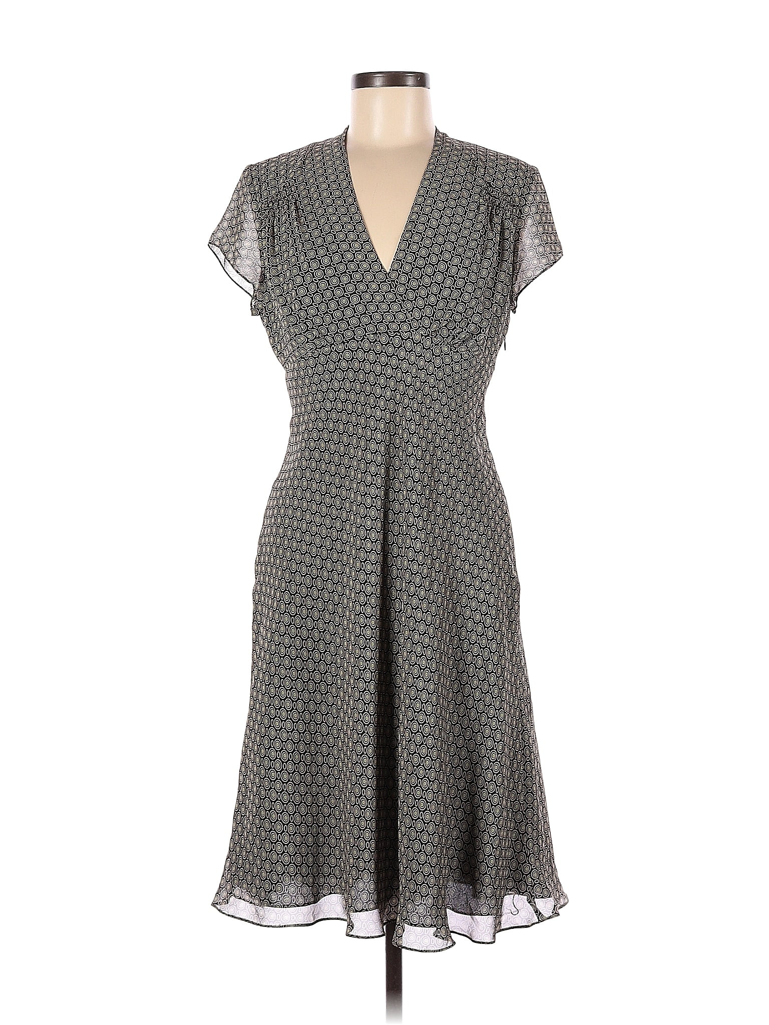 Ann Taylor Loft 100 Polyester Multi Color Black Casual Dress Size 6