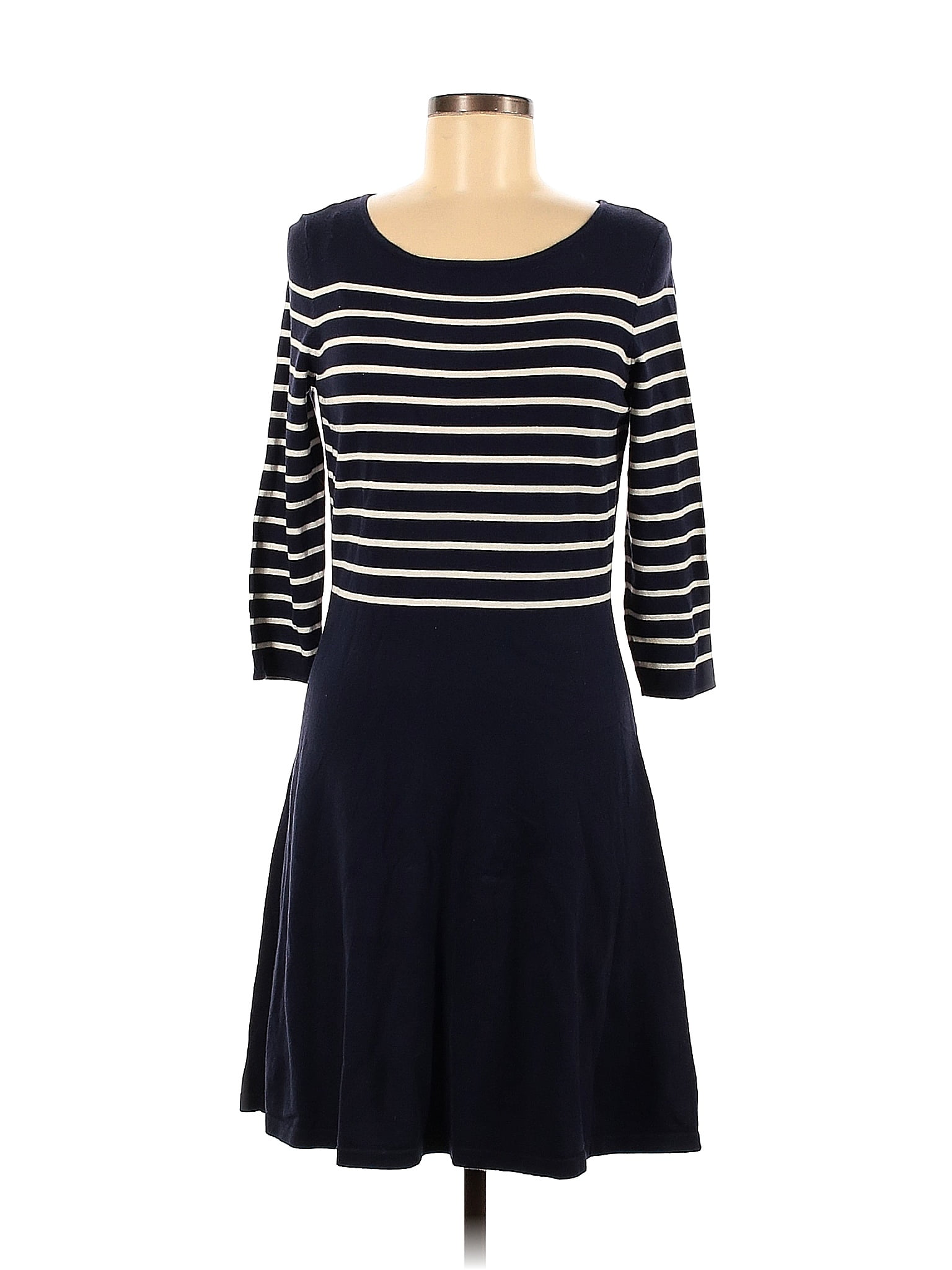Lauren by Ralph Lauren Color Block Stripes Navy Blue Casual Dress Size ...