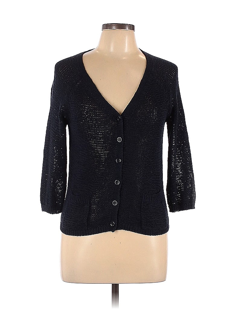 Kate Hill Color Block Solid Black Cardigan Size L (Petite) - 66% off ...
