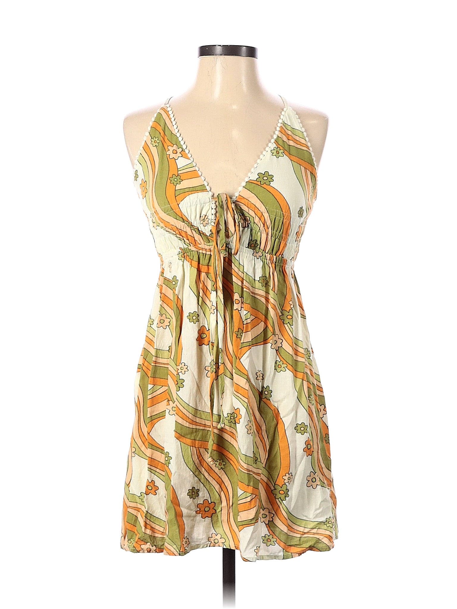 Wild Fable 100 Rayon Multi Color Green Casual Dress Size Xs 46 Off