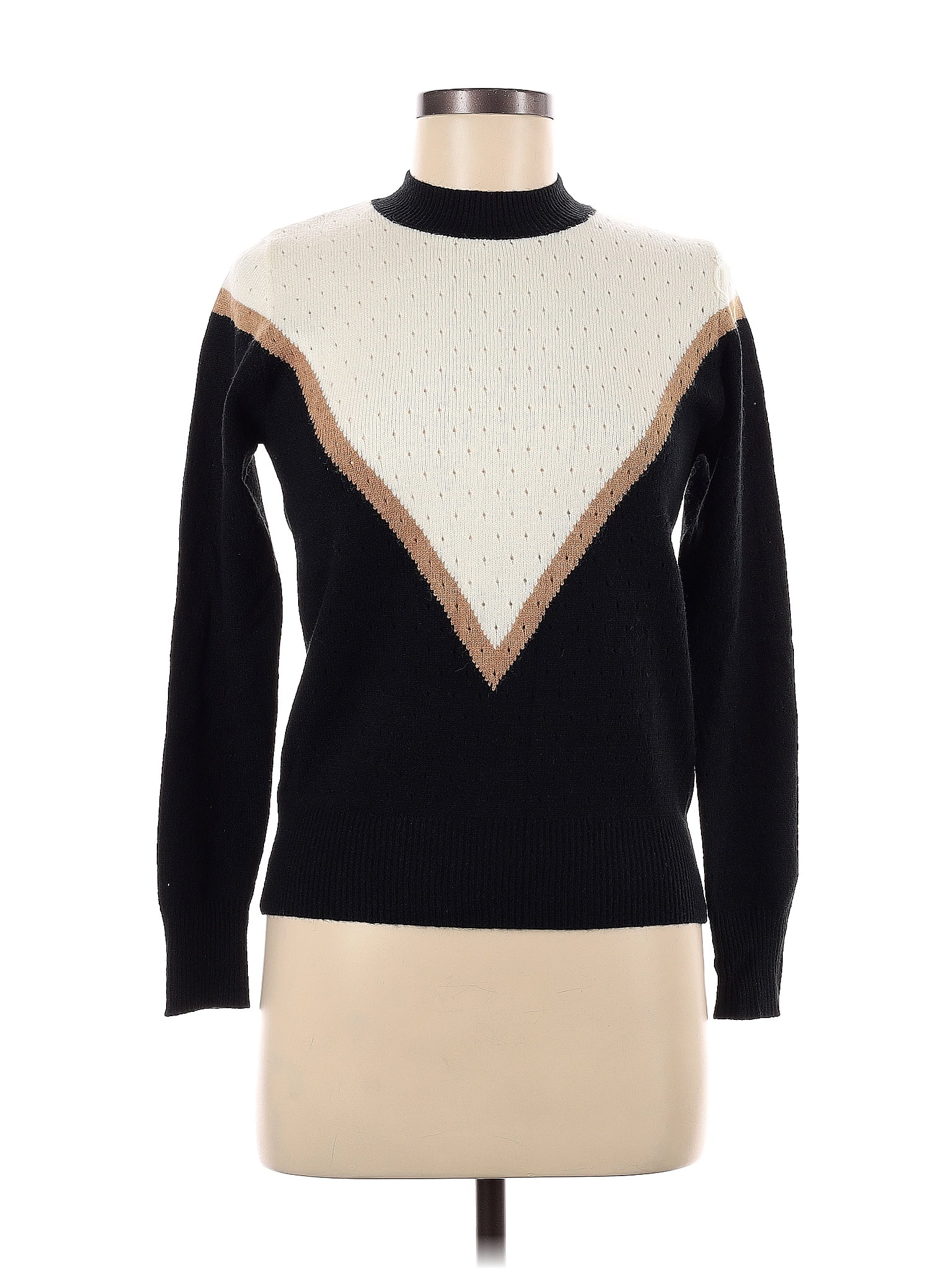 MNG Color Block Solid Black Blue Pullover Sweater Size XS - 65% off ...