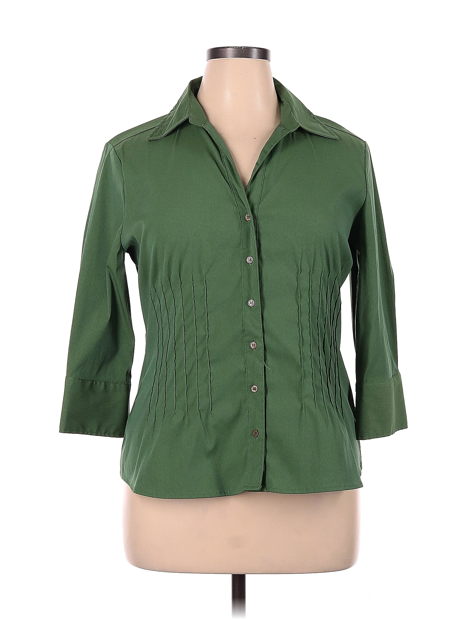 Fred David Polka Dots Green Long Sleeve Blouse Size XL - 40% off | thredUP