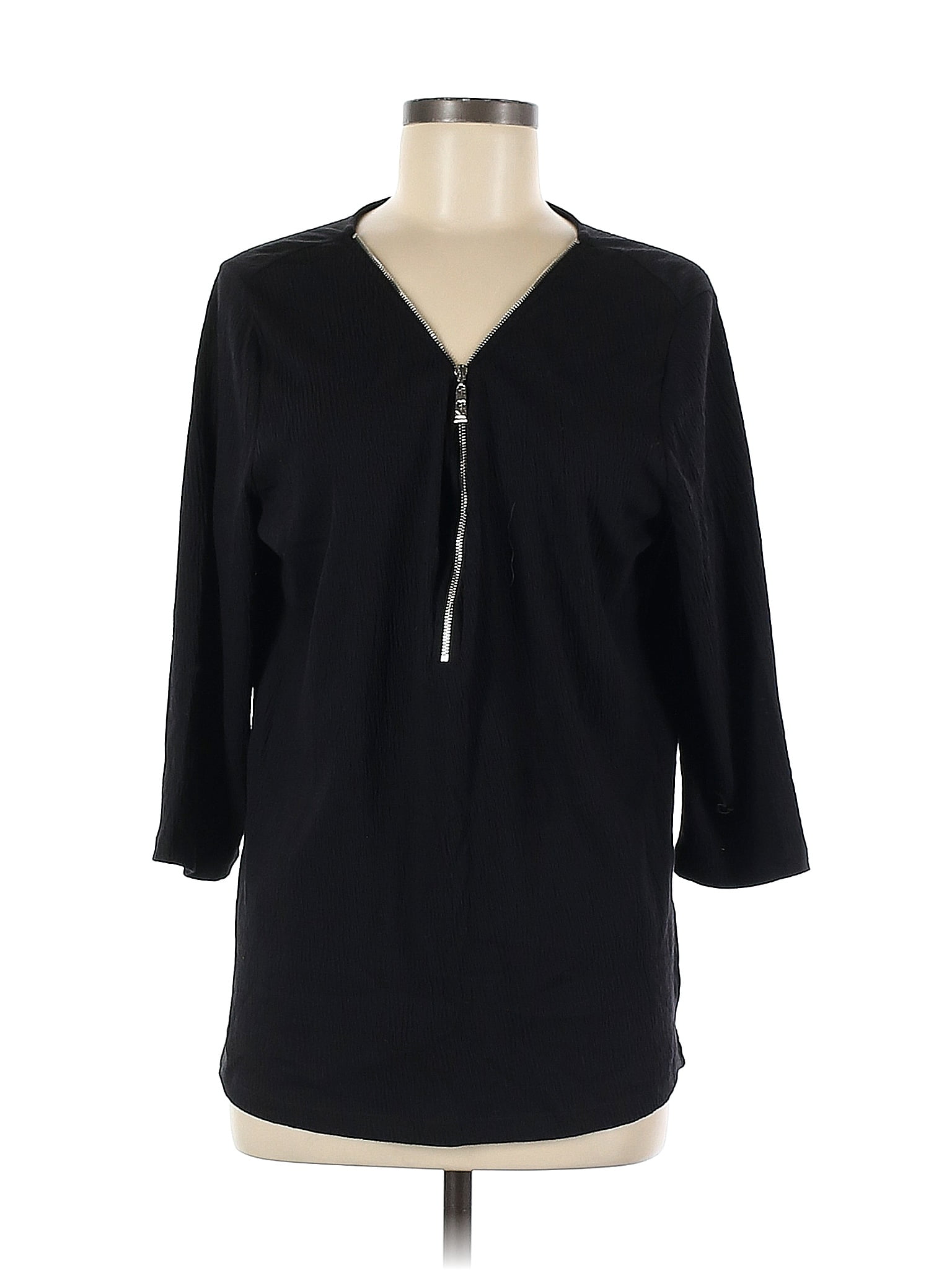 Belle By Kim Gravel Solid Black 3/4 Sleeve Top Size M - 60% off | thredUP