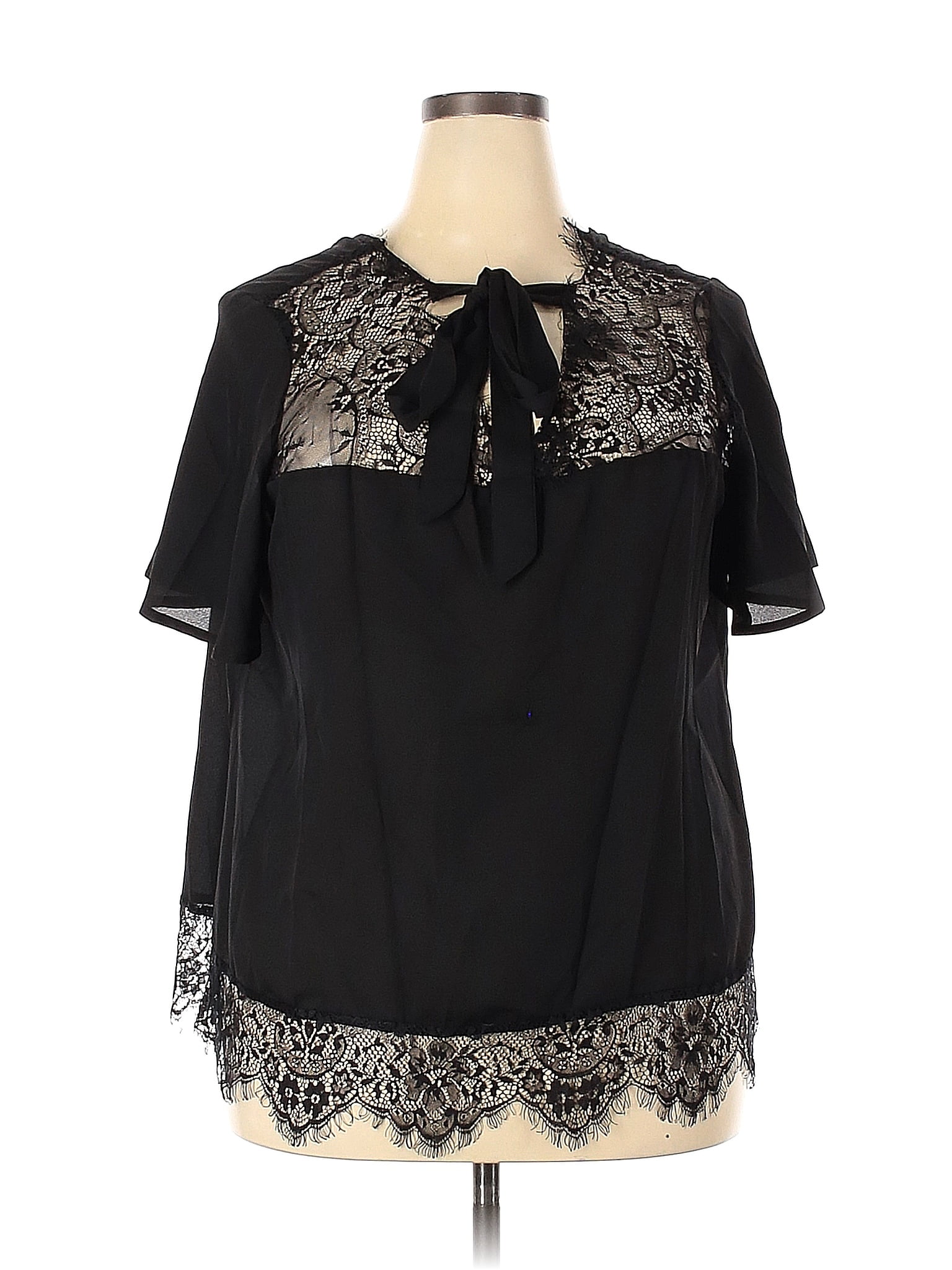 Shein 100 Polyester Floral Black Short Sleeve Blouse Size 2x Plus