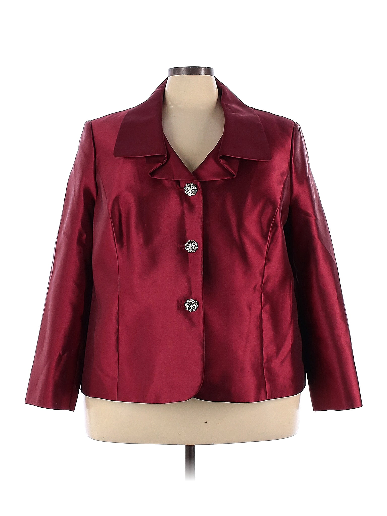 Kasper 100% Polyester Solid Maroon Red Jacket Size 22 (Plus) - 68% off ...