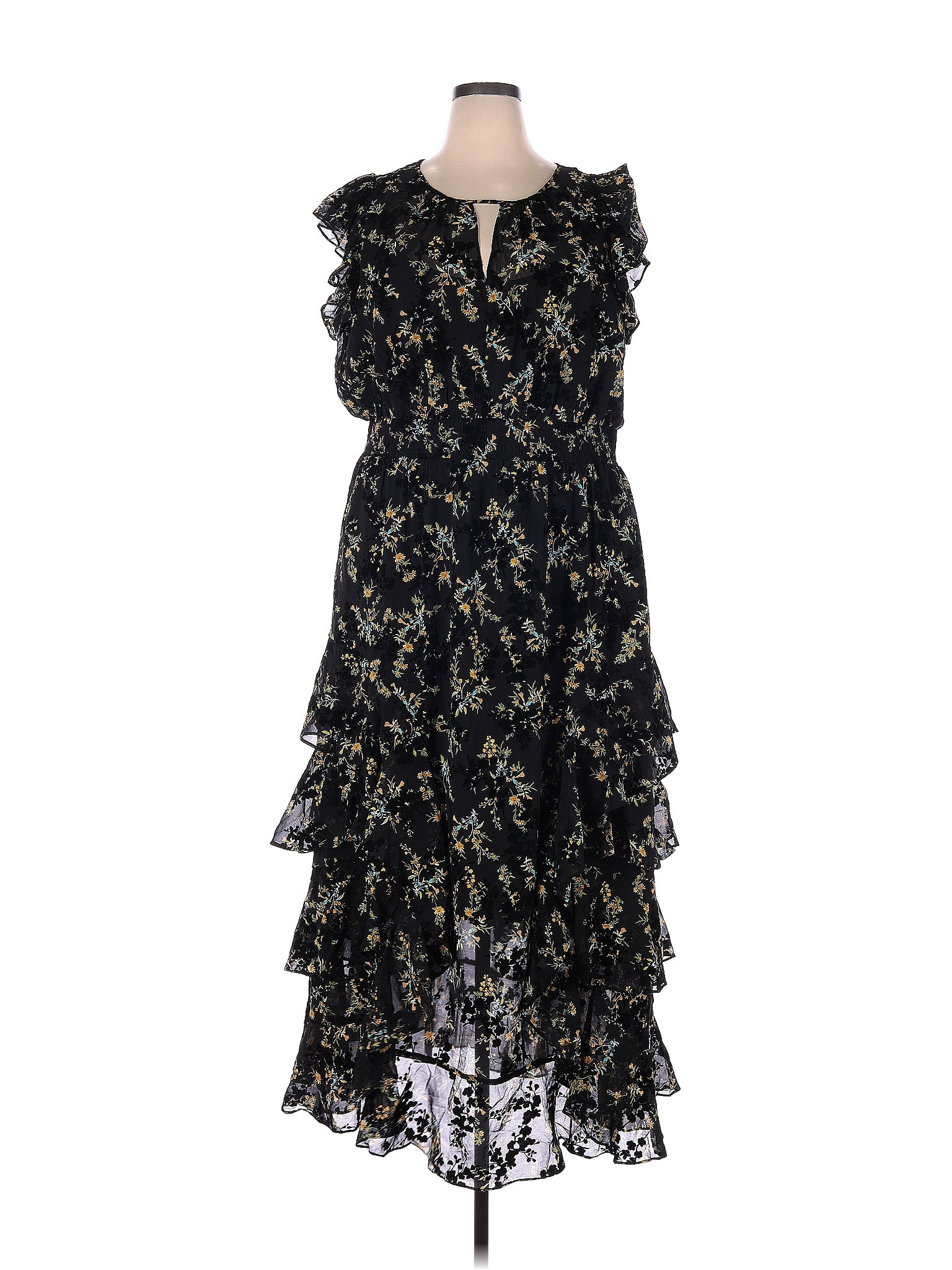 Rachel Rachel Roy 100 Polyester Floral Black Cocktail Dress Size 18