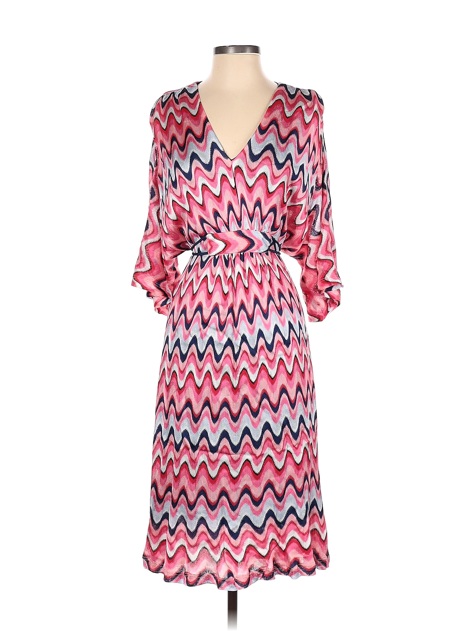 Trina Turk 100 Viscose Chevron Herringbone Chevron Multi Color Pink