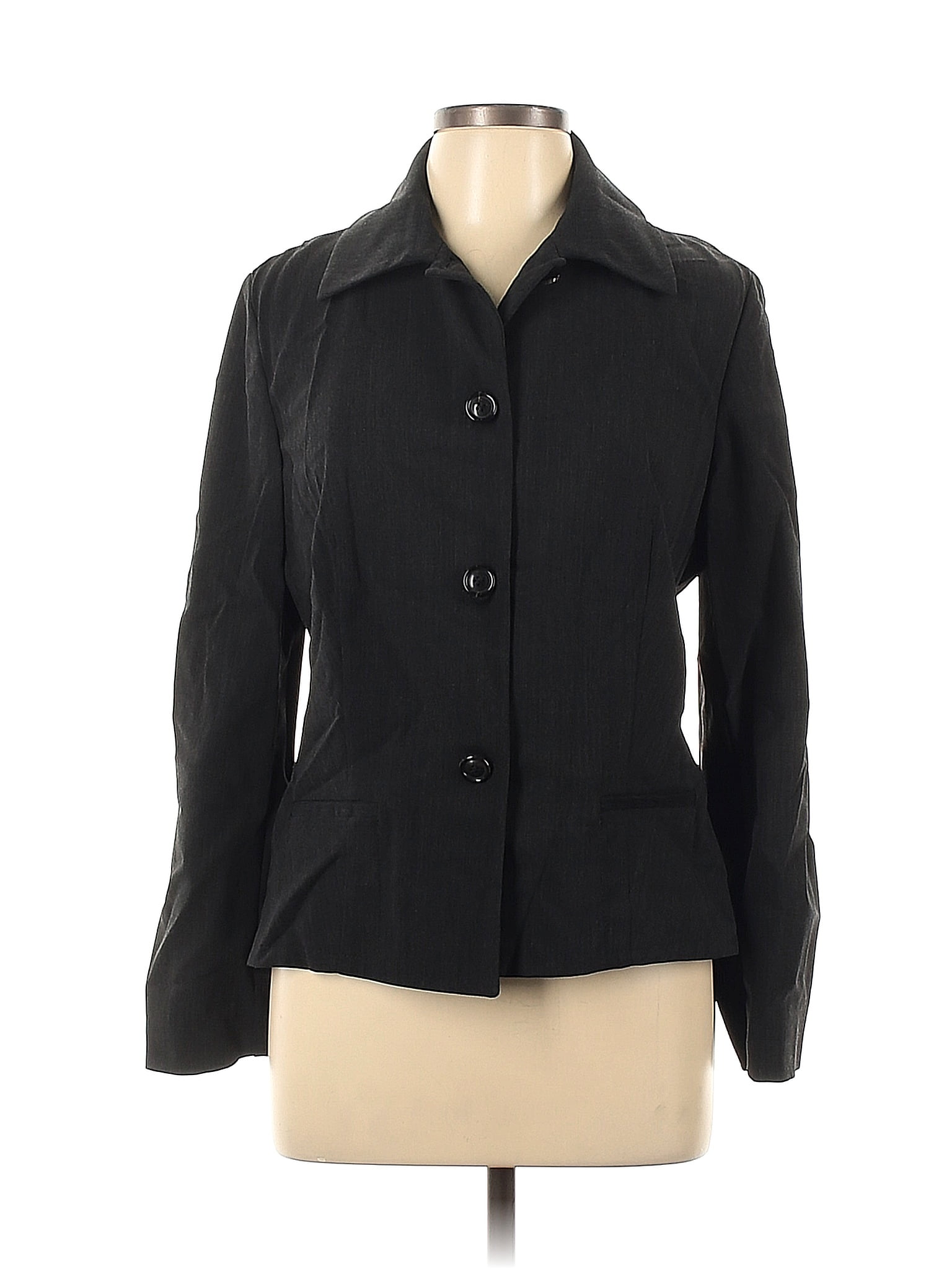 Piazza Sempione Solid Black Wool Coat Size 46 (IT) - 88% off | thredUP