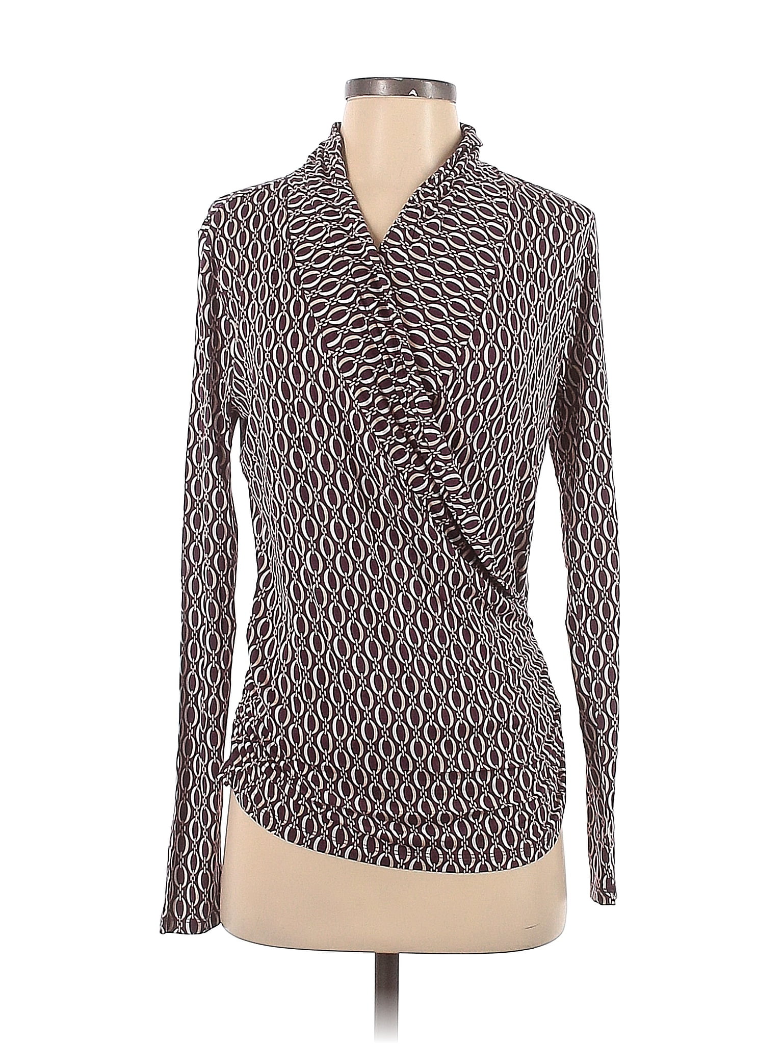 Ann Taylor Stripes Multi Color Burgundy Long Sleeve Top Size M - 71% ...