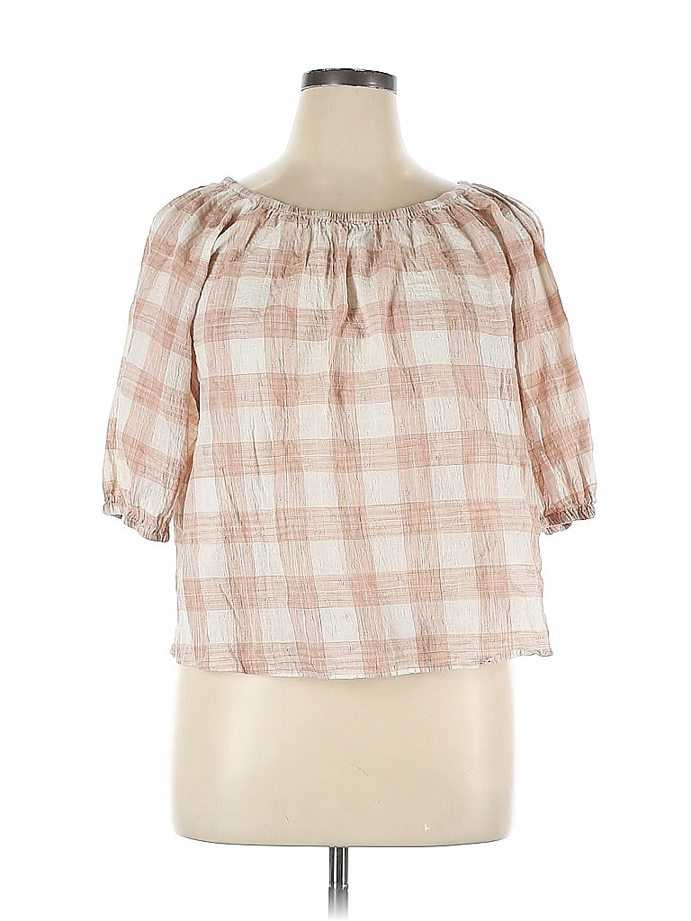 Universal Thread Checkered-gingham White Short Sleeve Top Size XL - 15% ...
