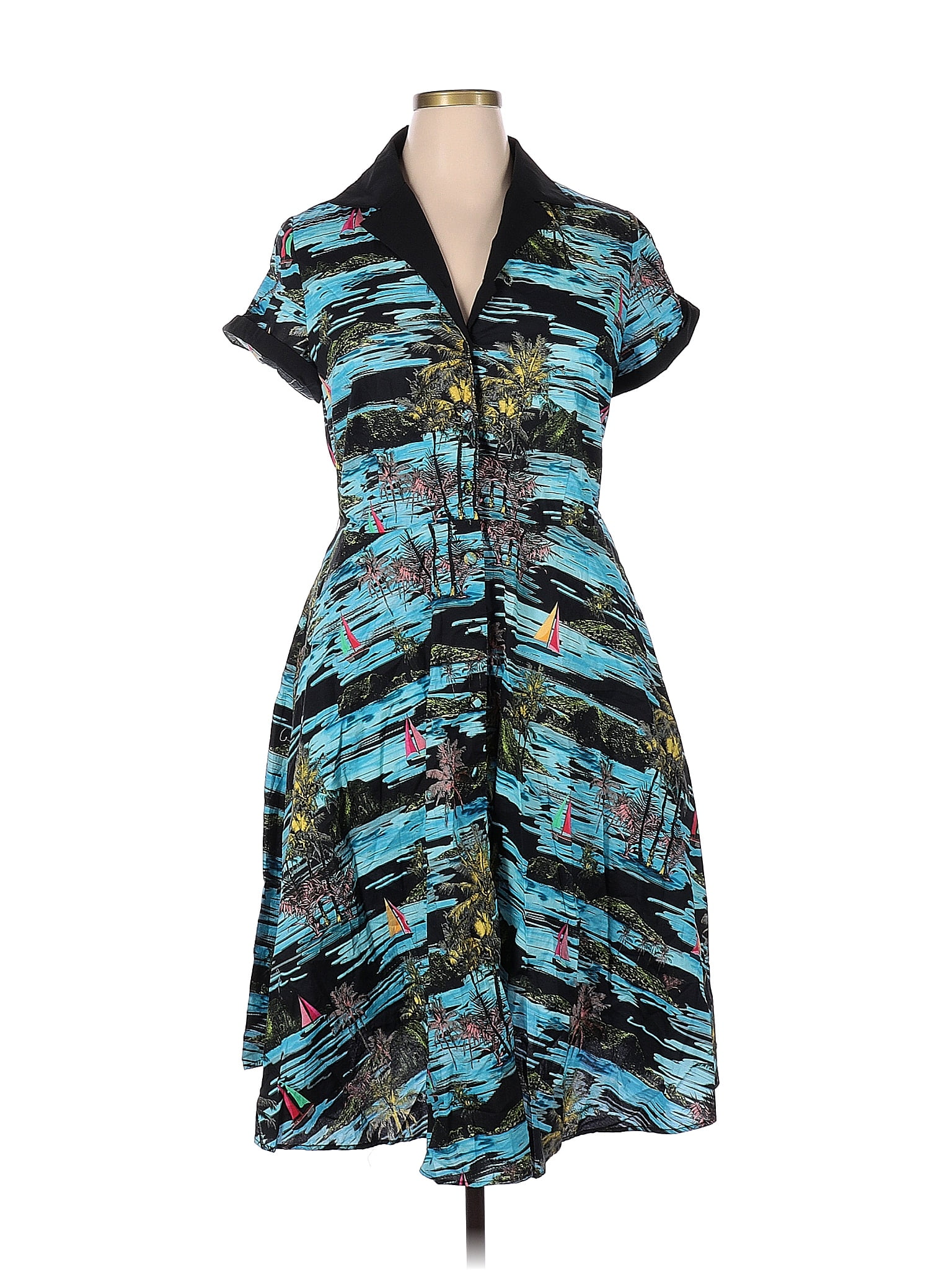 Unique Vintage 100% Cotton Blue Casual Dress Size XL - 62% off | thredUP