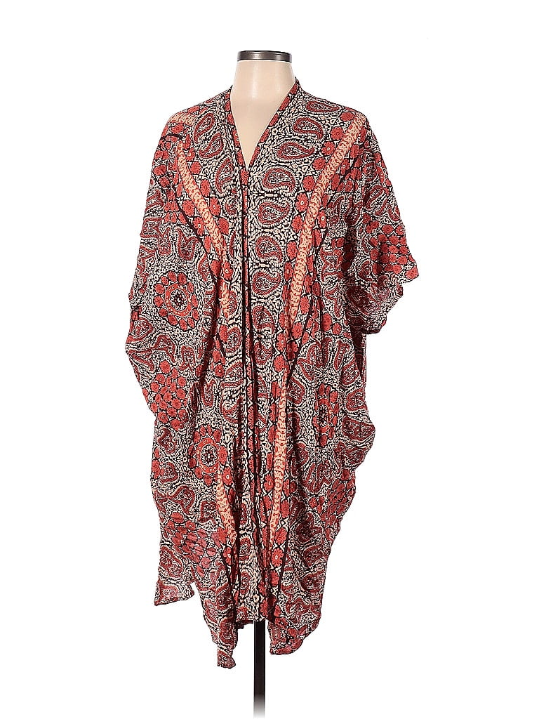 Angie 100% Rayon Multi Color Red Kimono Size L - 50% off | thredUP