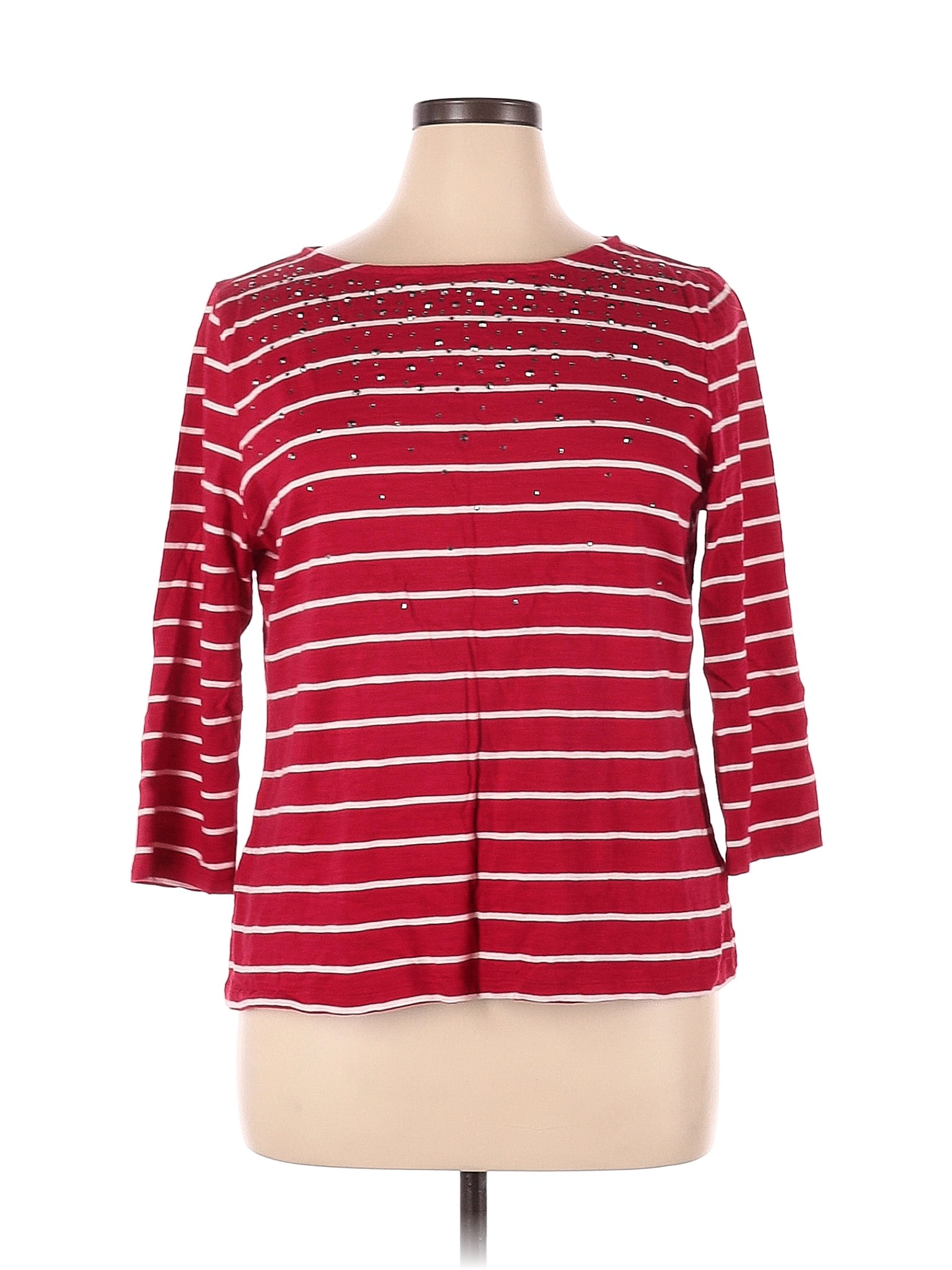 Talbots 100 Cotton Red 3 4 Sleeve Top Size Xl 75 Off Thredup