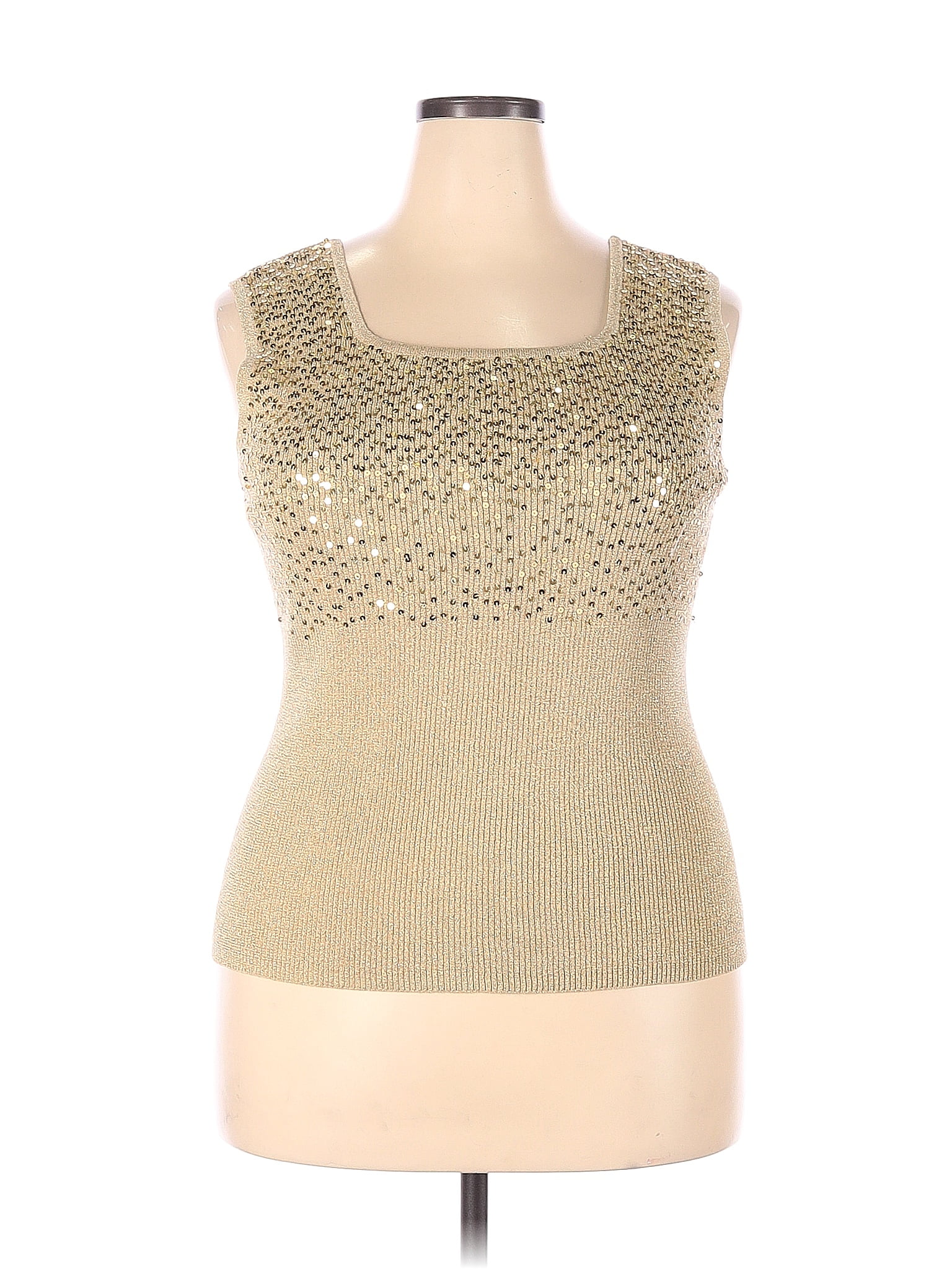Once 1 Again Metallic Gold Pullover Sweater Size 2X (Plus) - 48% off ...
