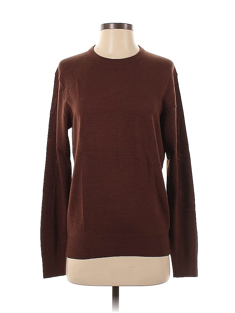 Uniqlo 100% Wool Color Block Solid Brown Wool Pullover Sweater Size XS ...