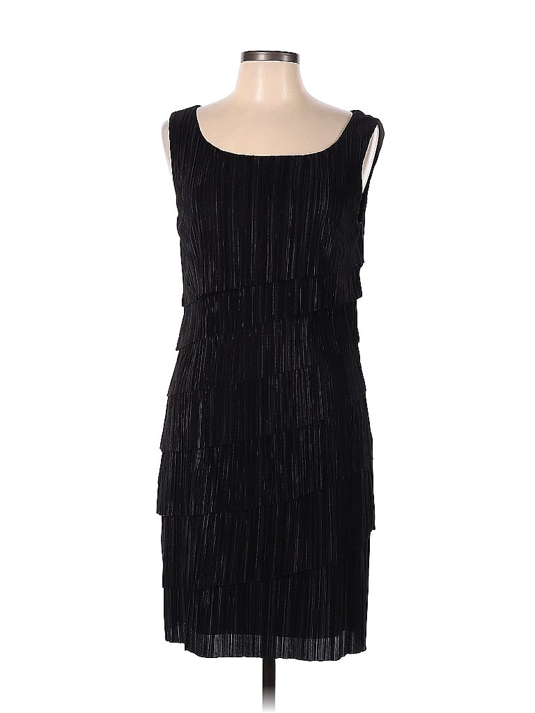 Connected Apparel 100 Polyester Solid Black Cocktail Dress Size 12