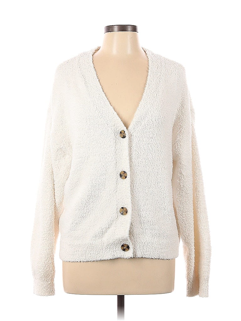 Sanctuary 100% Polyester Color Block Solid White Ivory Cardigan Size L ...