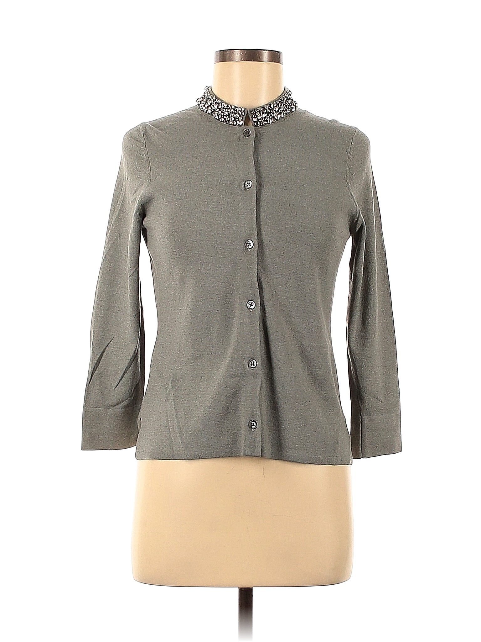 Ann Taylor Color Block Solid Gray Cardigan Size M - 81% off | thredUP