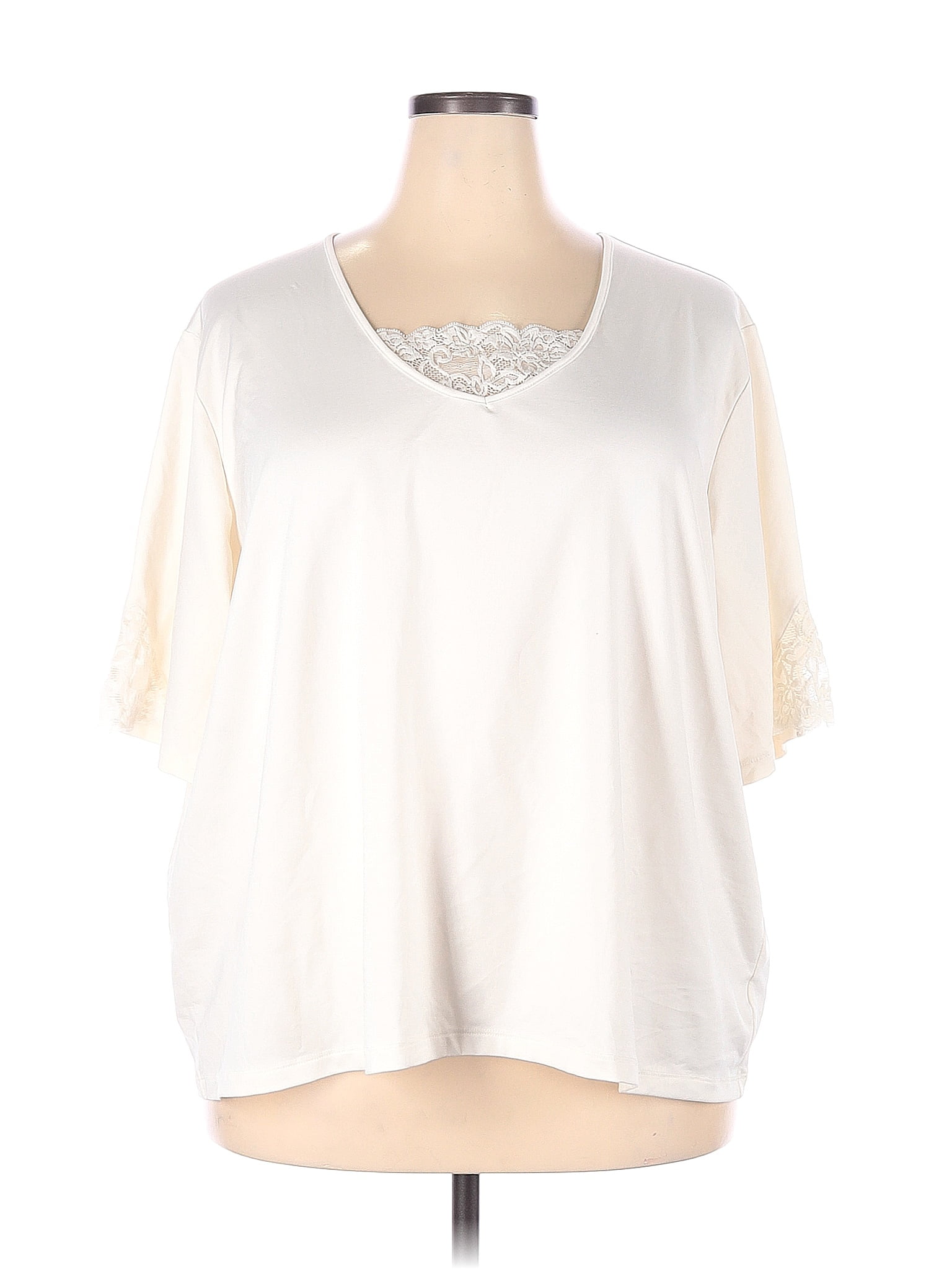 Susan Graver Solid Ivory Short Sleeve Blouse Size 3x Plus 66 Off