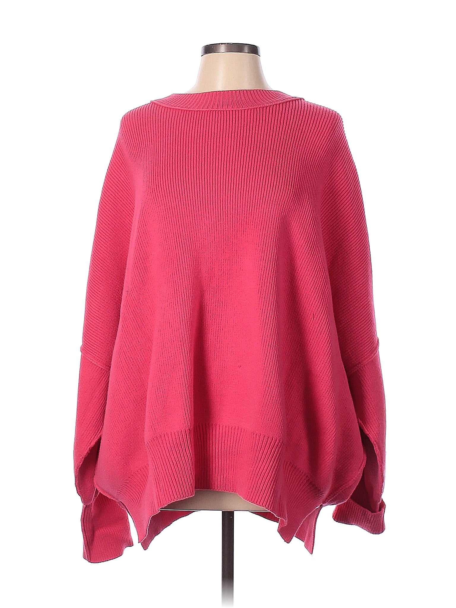 Free People Color Block Solid Pink Pullover Sweater Size L 62 Off