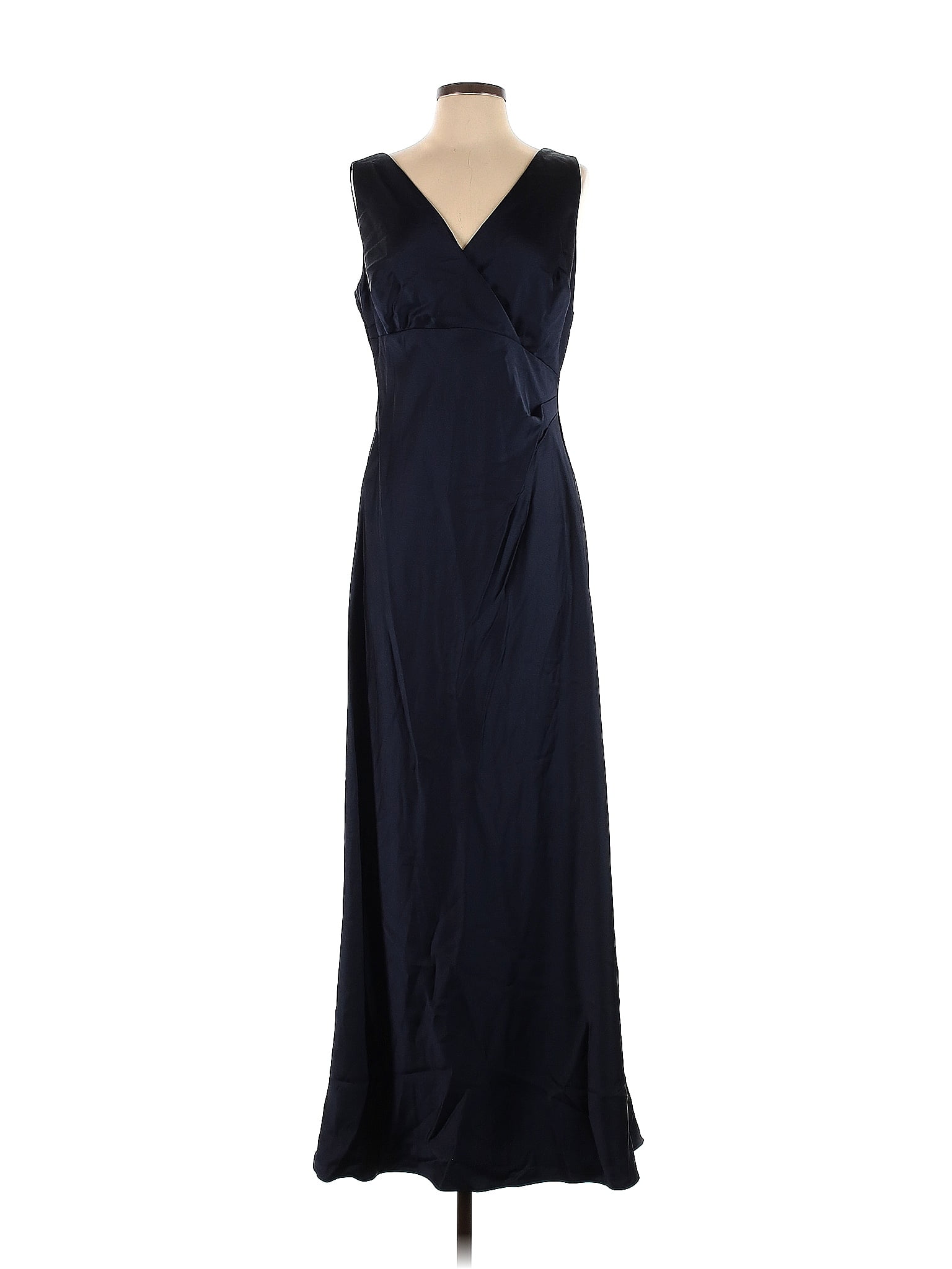 Lauren By Ralph Lauren 100 Polyester Solid Navy Blue Cocktail Dress