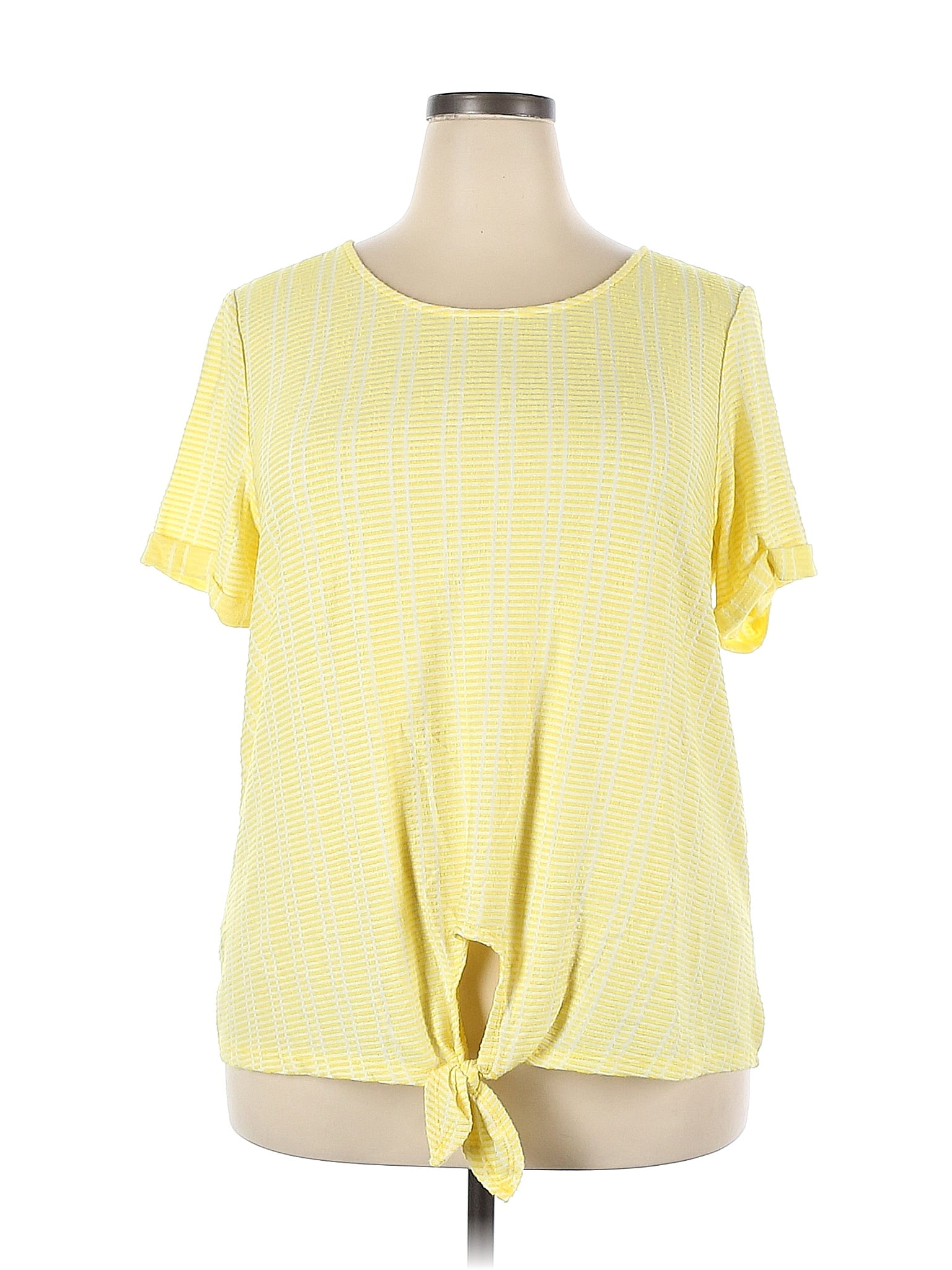 Always Indigo Stripes Yellow Short Sleeve Top Size 2X (Plus) - 48% off ...