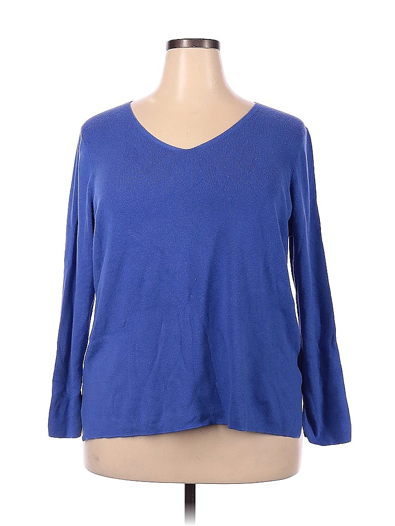 Talbots Color Block Polka Dots Blue Pullover Sweater Size 2X (Plus ...